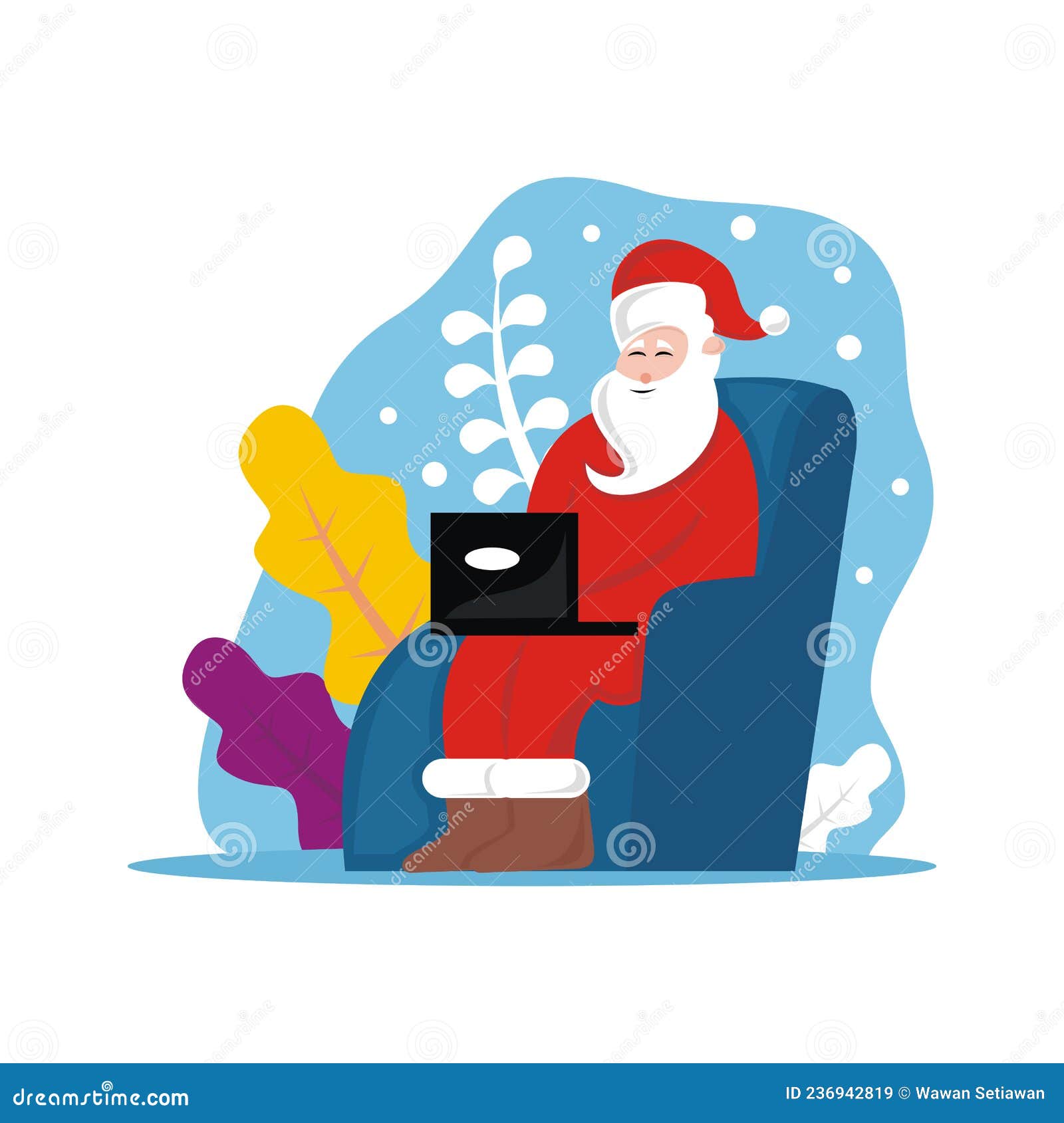 Illustration Vector Ghraphic of Santa Claus is Sitting on a Chair and ...