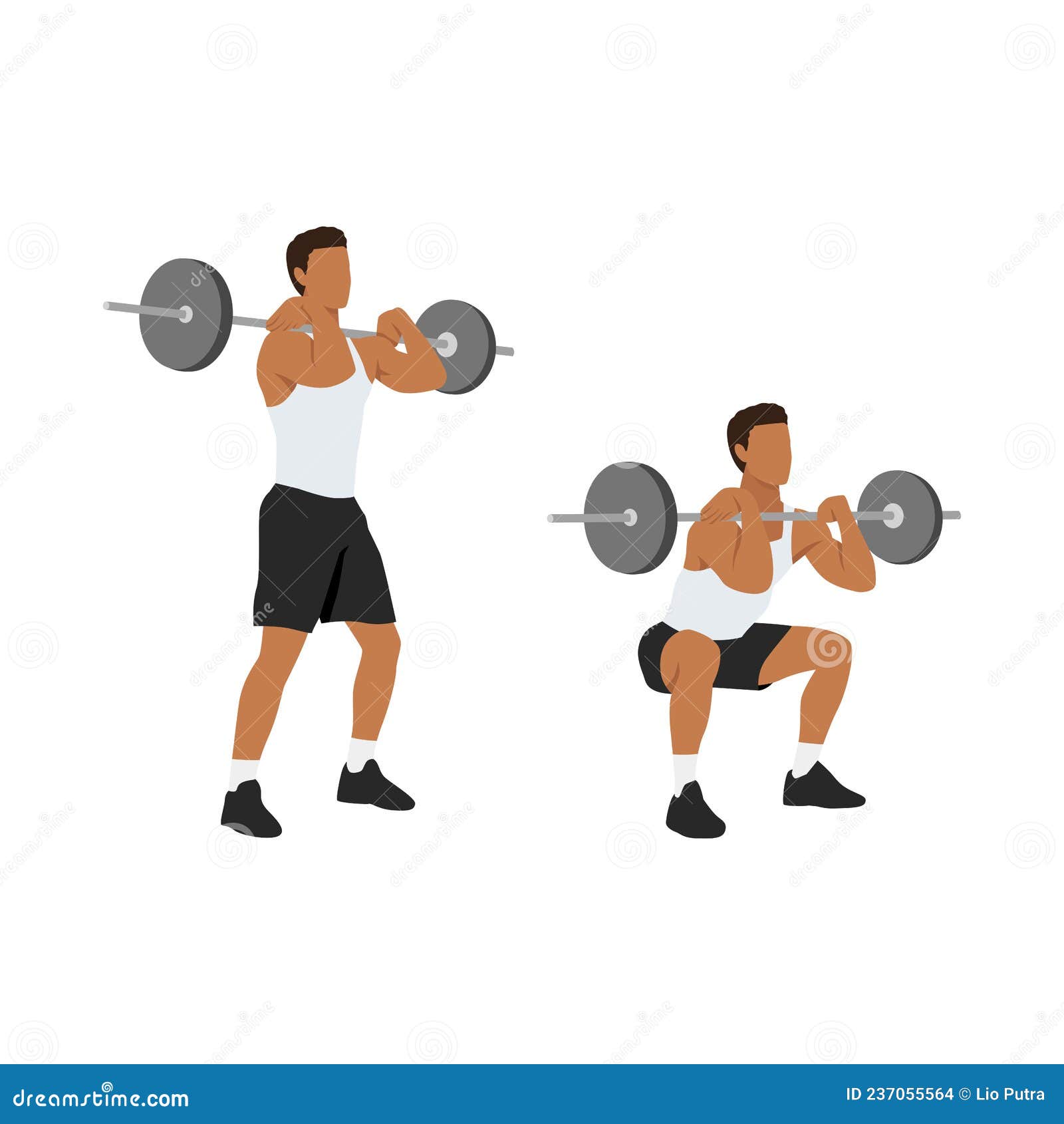 Man Doing Front Barbell Squat Exercise. Cartoon Vector | CartoonDealer ...