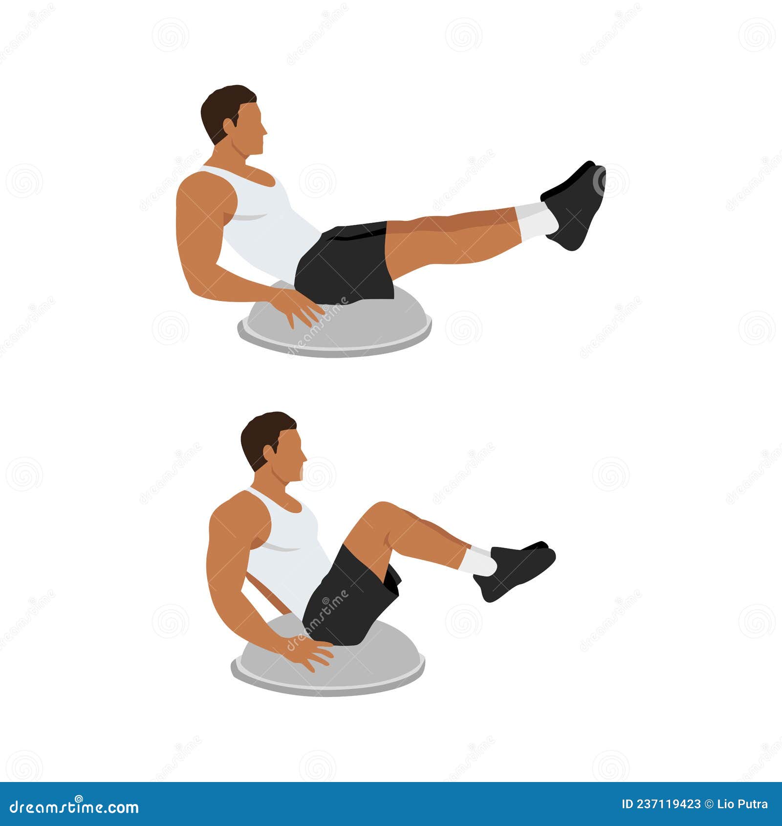 Leg Pull In Knee Up. Sport Exersice. Silhouettes Of Woman Doing ...