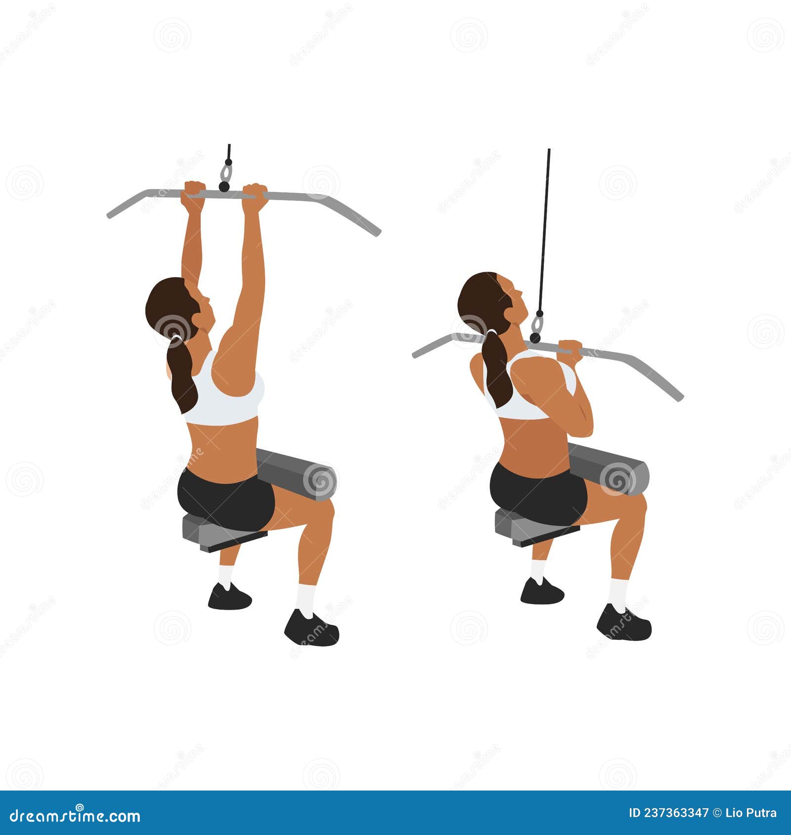 Woman Doing Close Grip Lat Pulldowns. Royalty-Free Cartoon ...