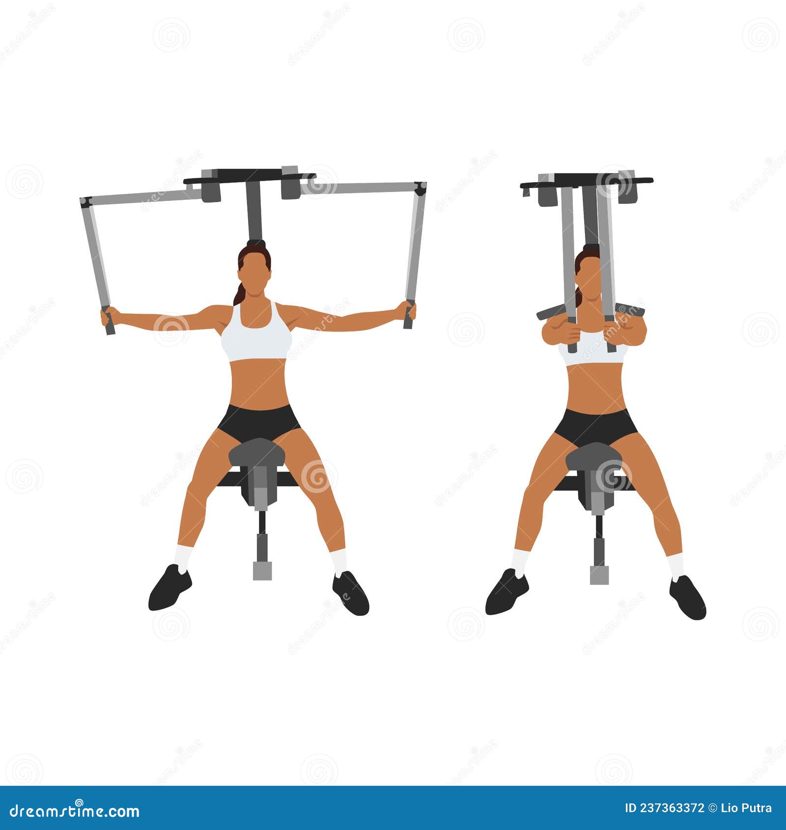 Woman Doing Butterflies. Pec Deck Stock Illustration - Illustration of ...