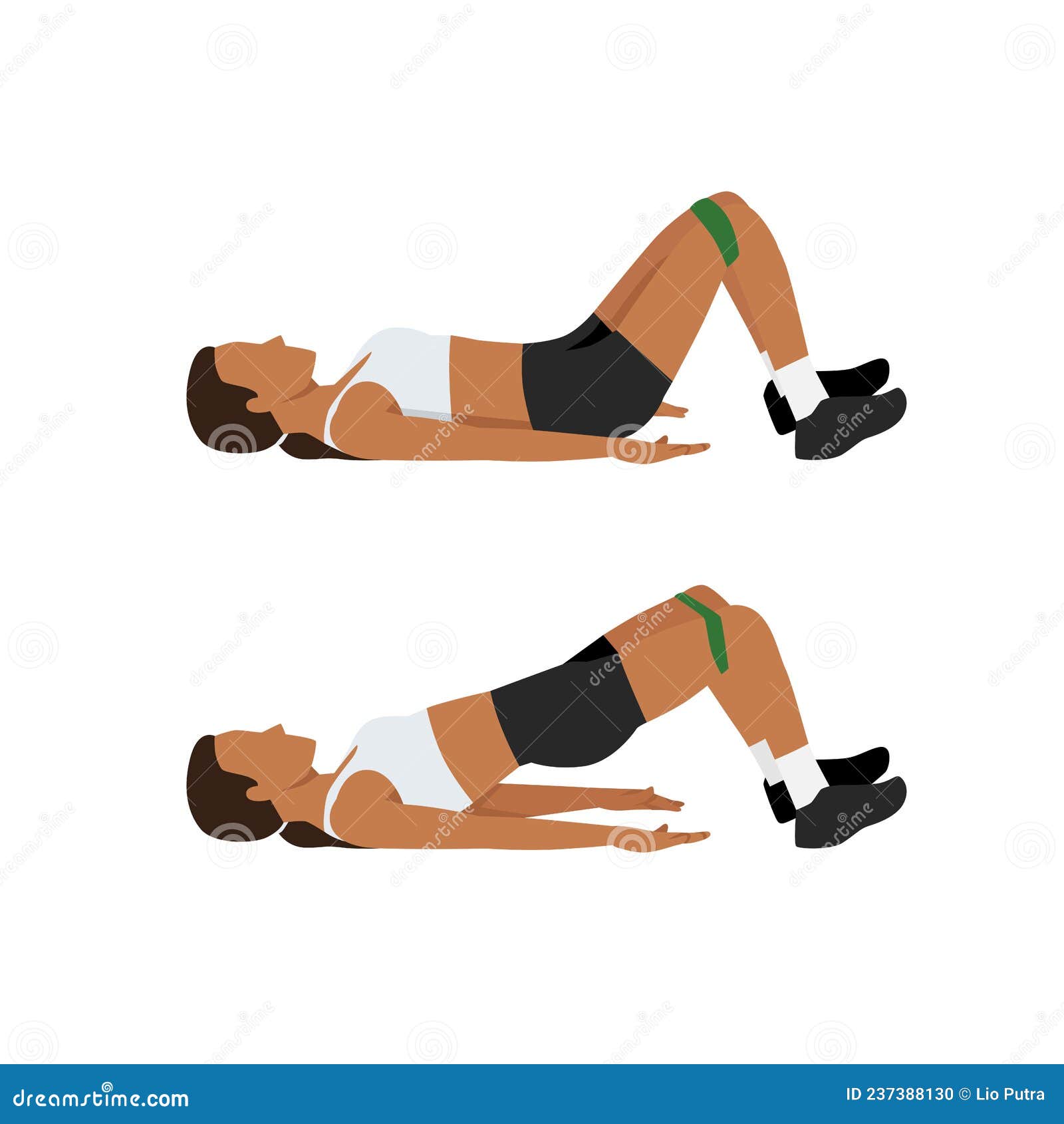 Glute Bridge Girls Home Workout Exercise Black And White Concept ...