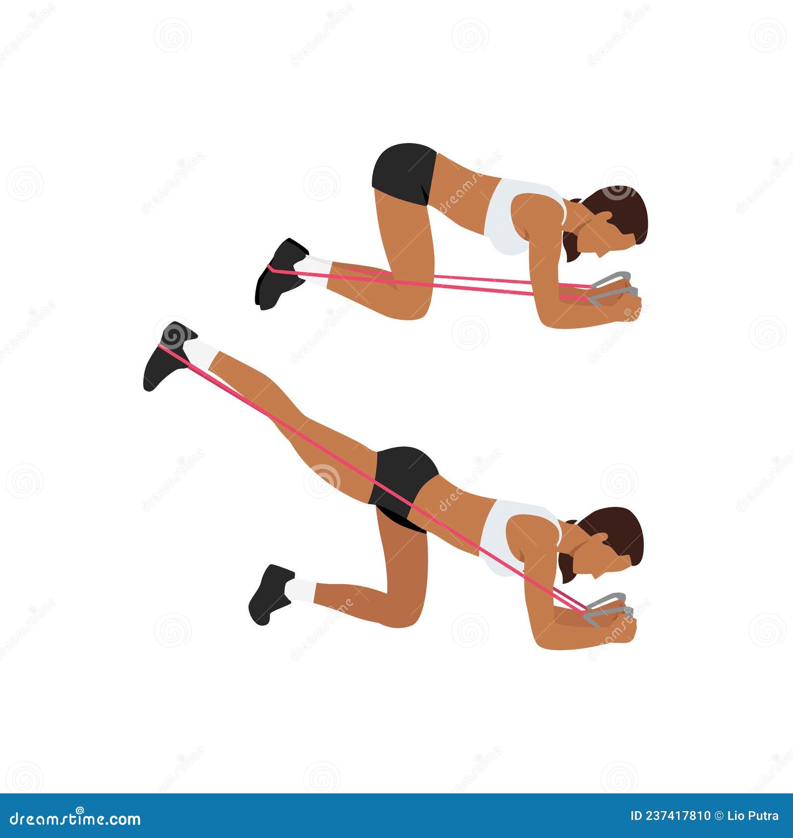 Woman Doing Resistance Band Glute Kickbacks Royalty-Free Illustration ...
