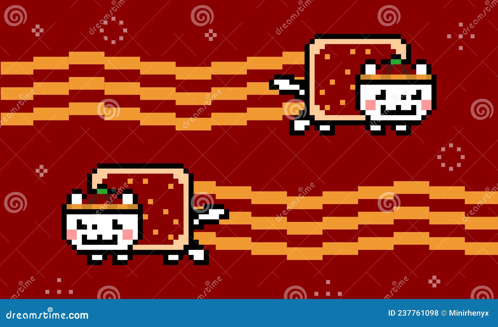 Twin Chinese New Year Red Pixel Cat Nyan Stock Vector - Illustration of ...