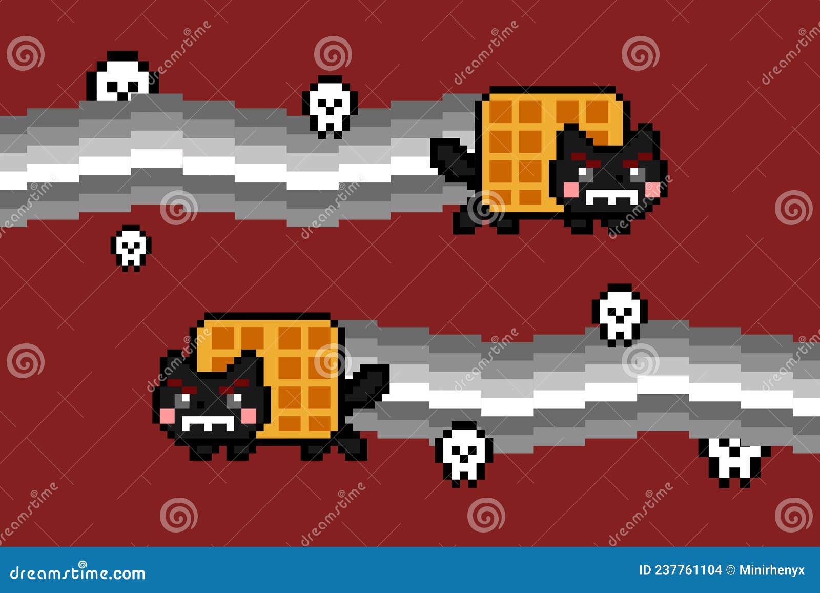 Twin Evil Pixel Black Waffle Cat Stock Vector - Illustration of ...