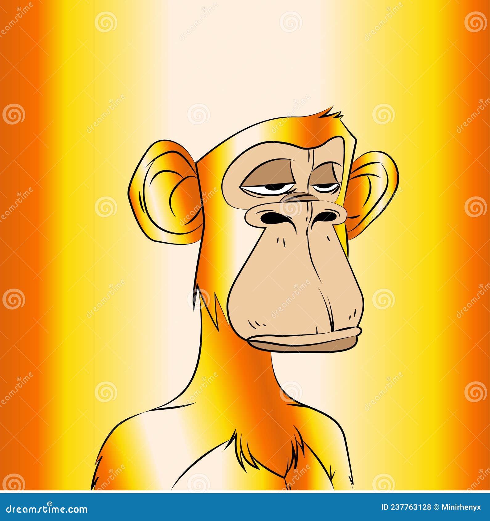 Golden Bored Monkey on Gold Radiant Gradient Background Stock Vector ...