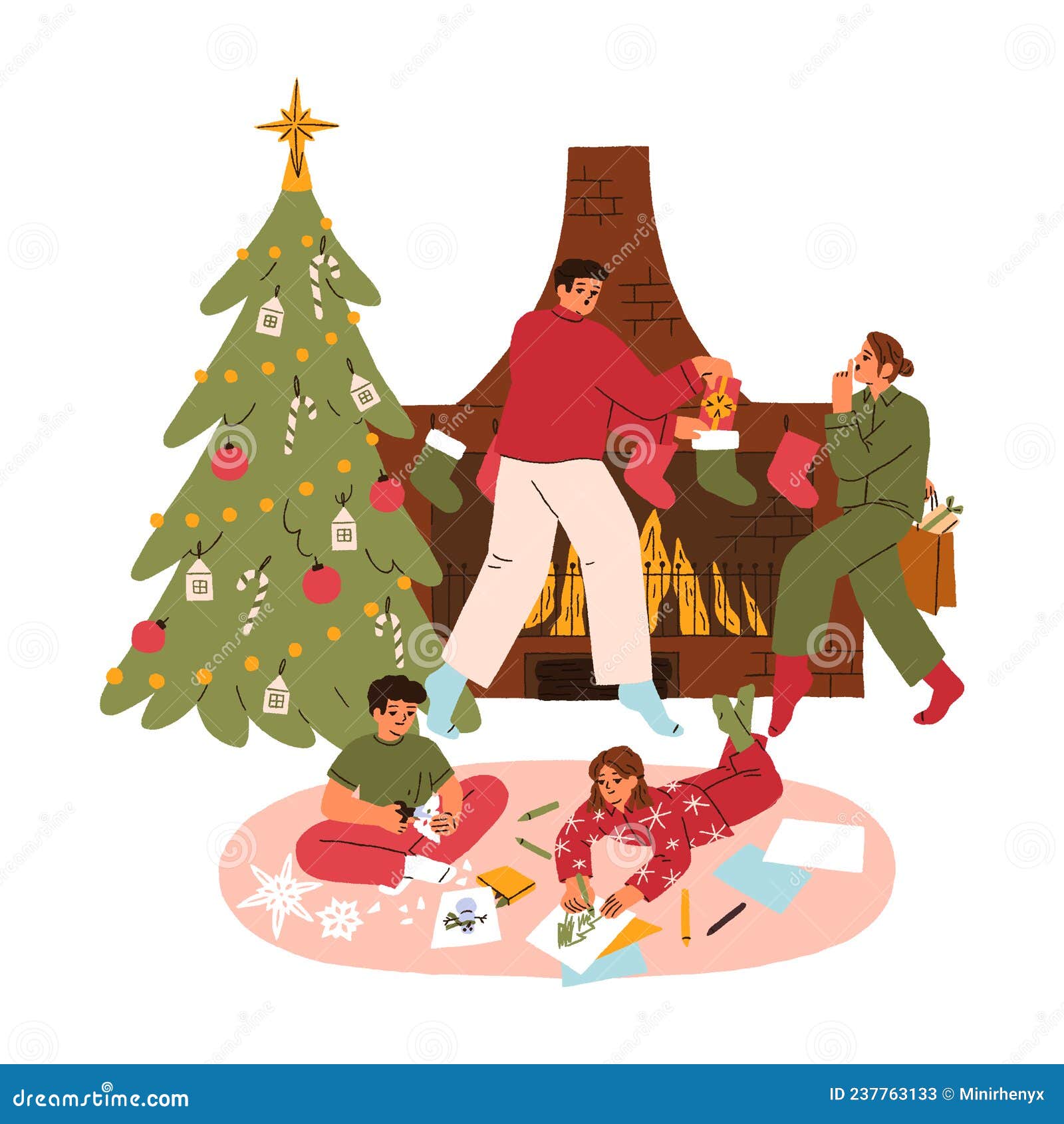 Sneaky Parents Giving Present during Christmas while Children Playing ...