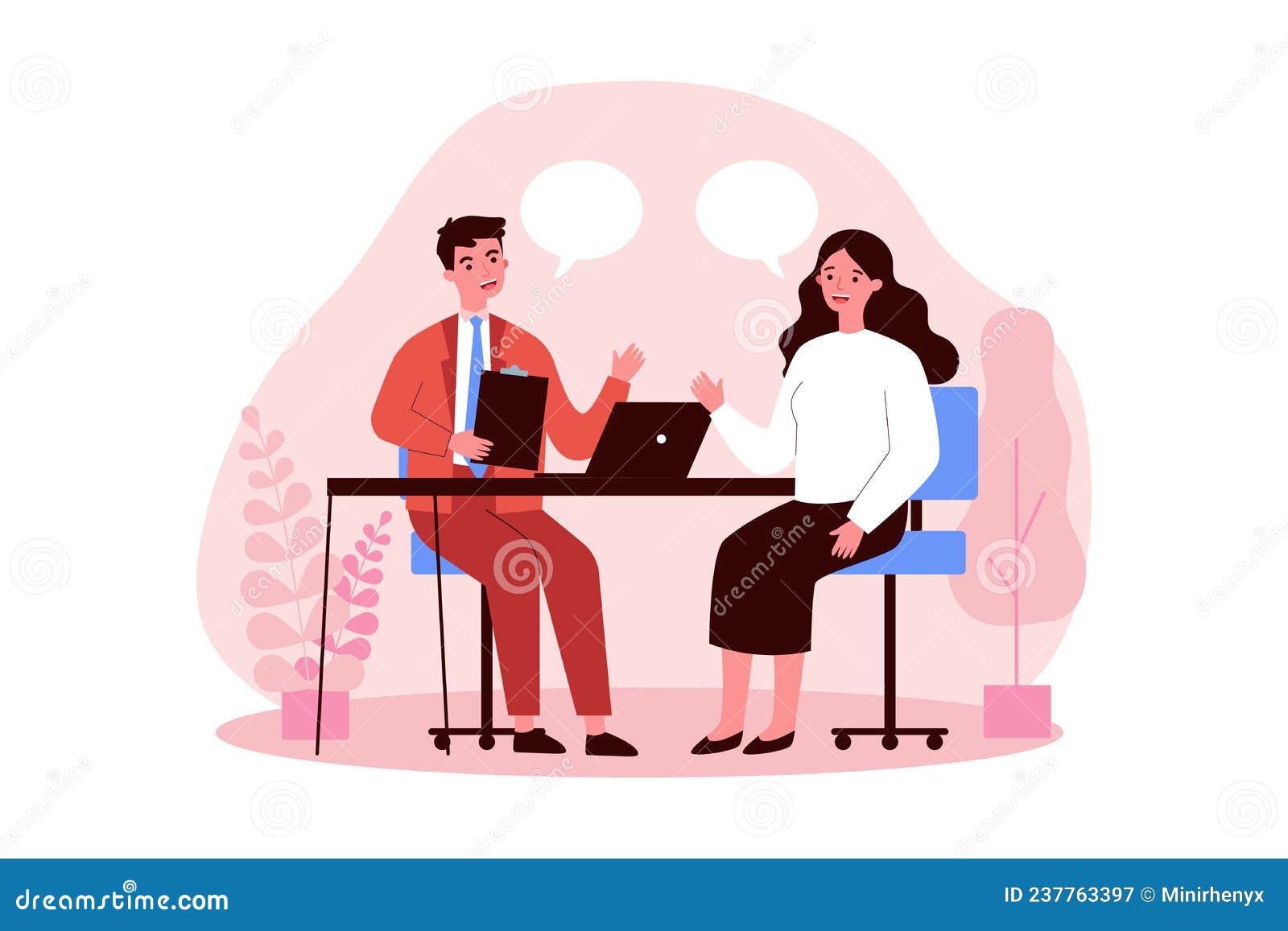 Two People Talking Job Recruitment Interview Illustration Stock Vector ...