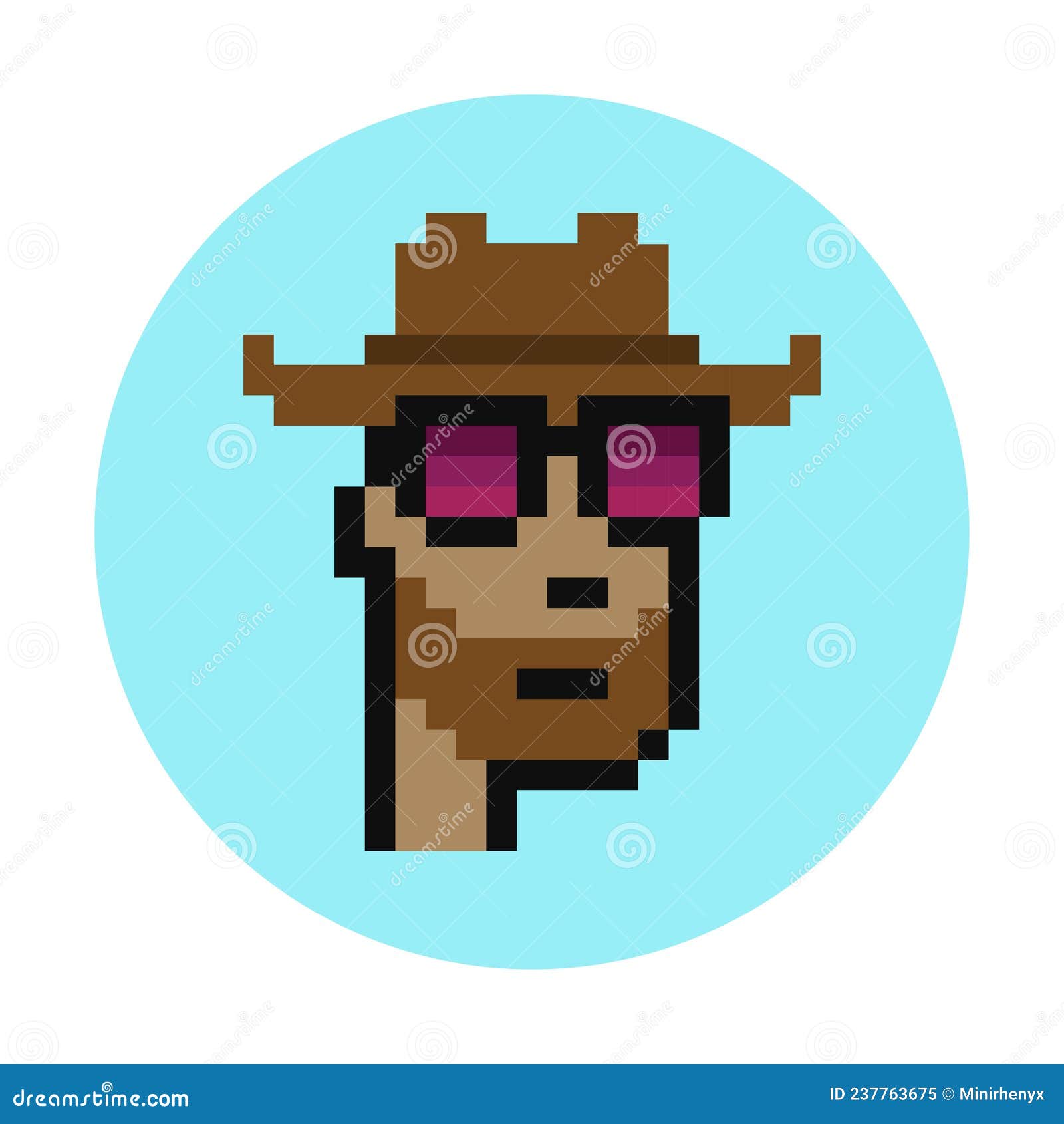 Cowboy Wearing Fancy Glasses NFT Pixel Art Cryptopunks Stock Vector ...