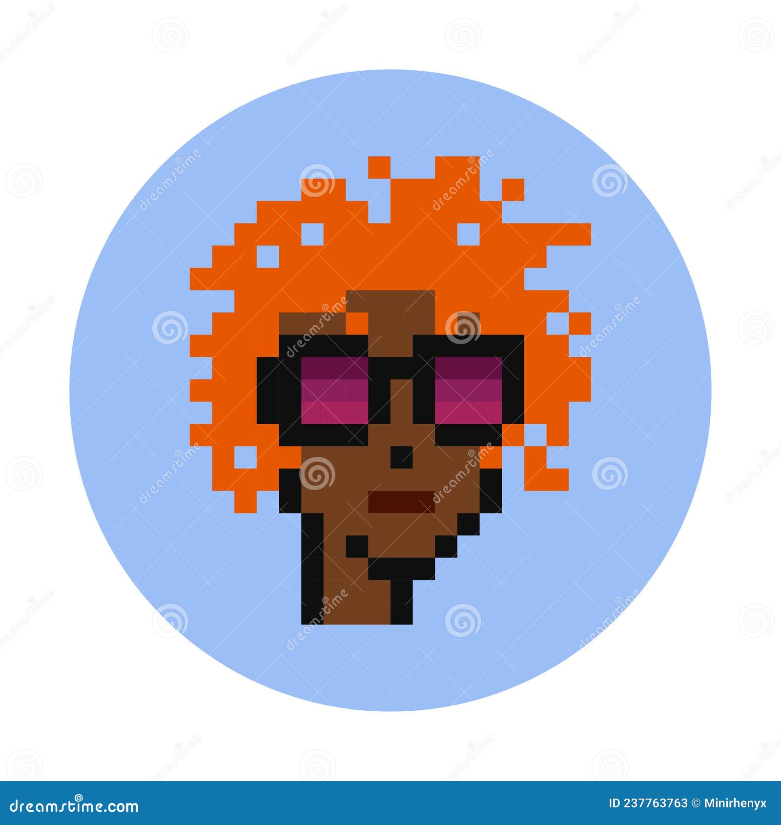 Orange Hair Lady Wearing Fancy Glasses Cryptopunks Nft Pixel Art Stock ...