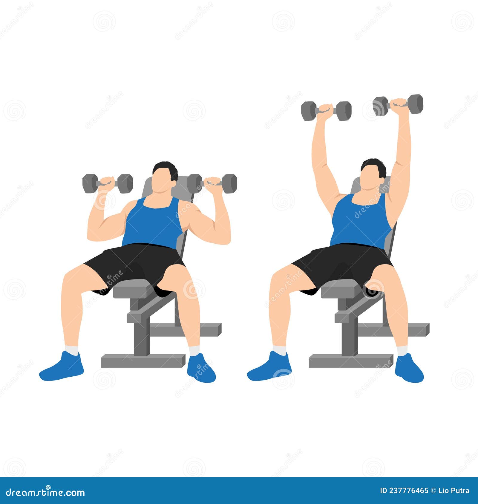 Man Doing Incline Dumbbell Curl. Flat Vector Stock Illustration ... Man Doing Incline Dumbbell Curl. Flat Vector Stock Illustration ...
