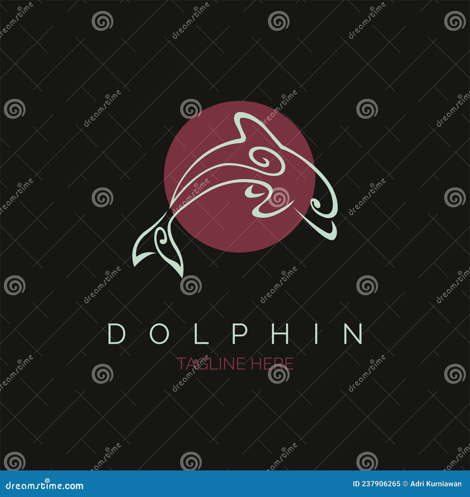 Dolphin Fish Line Style Logo Icon Template Design for Brand or Company ...