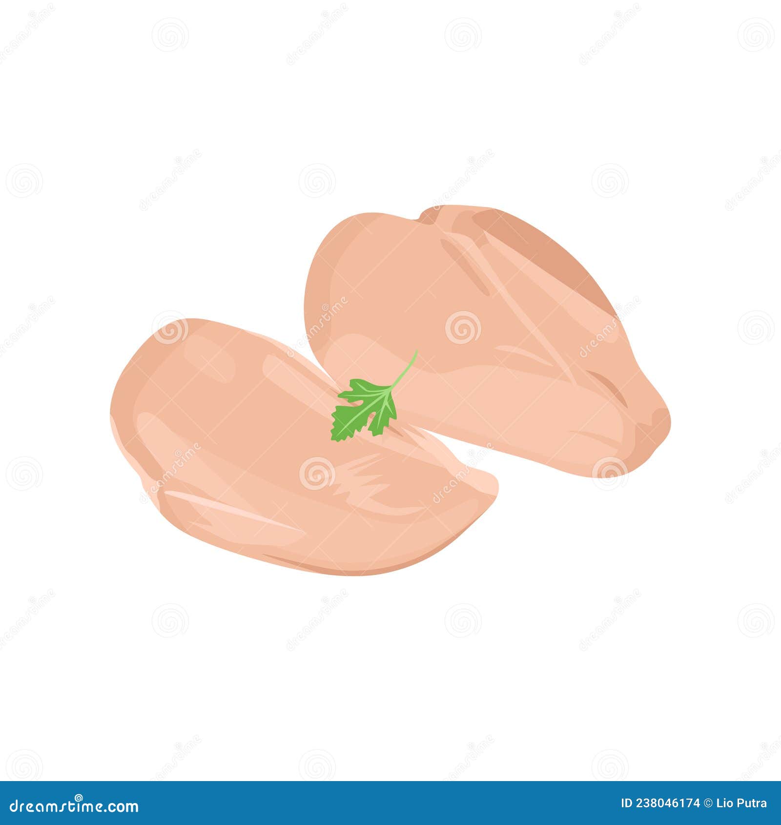 Flat Vector of Raw Chicken Breast Isolated on White Stock Vector ...
