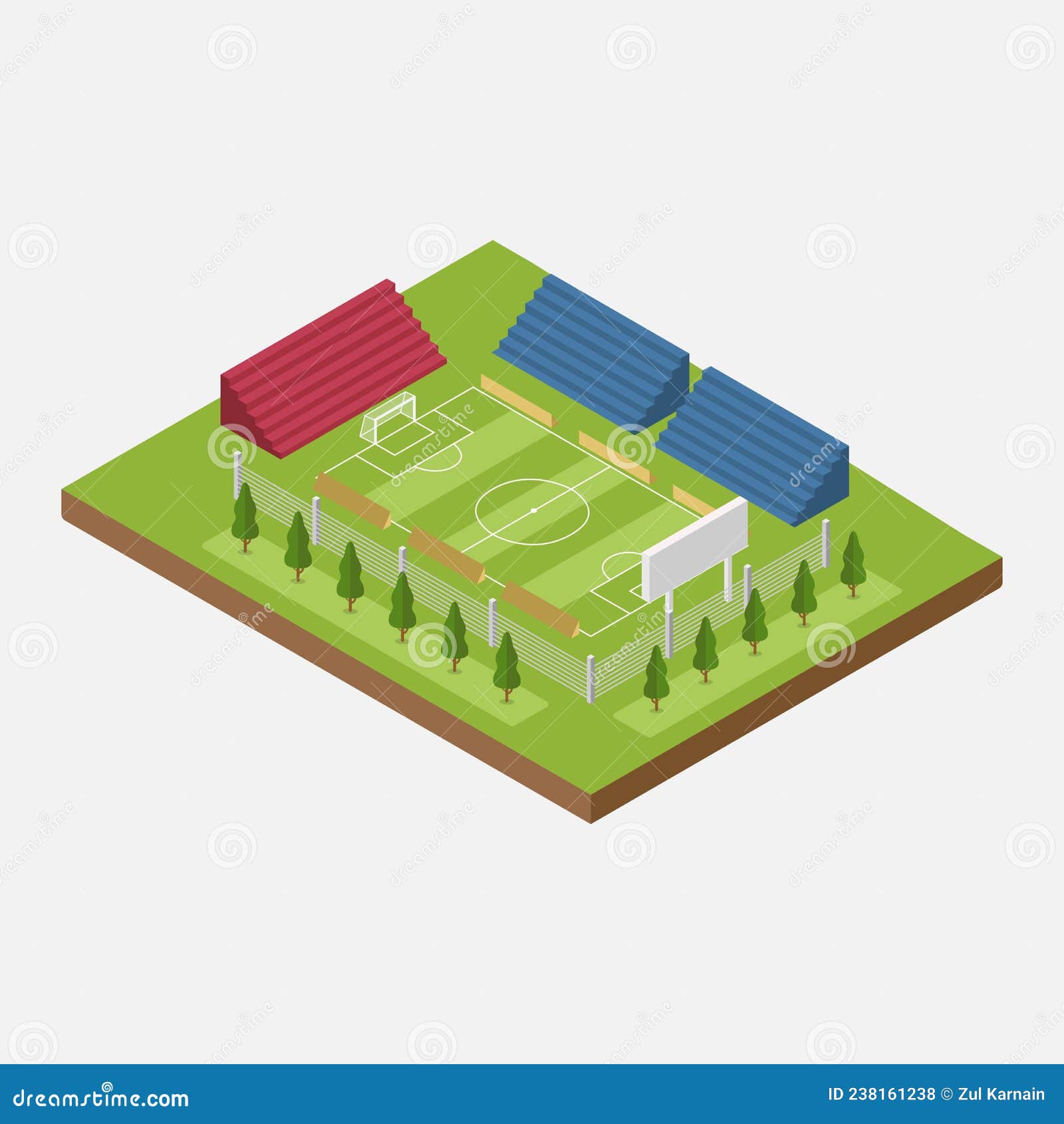 Isometric Soccer Playground, Ball, And Scoreboard. Soccer Field Top ...