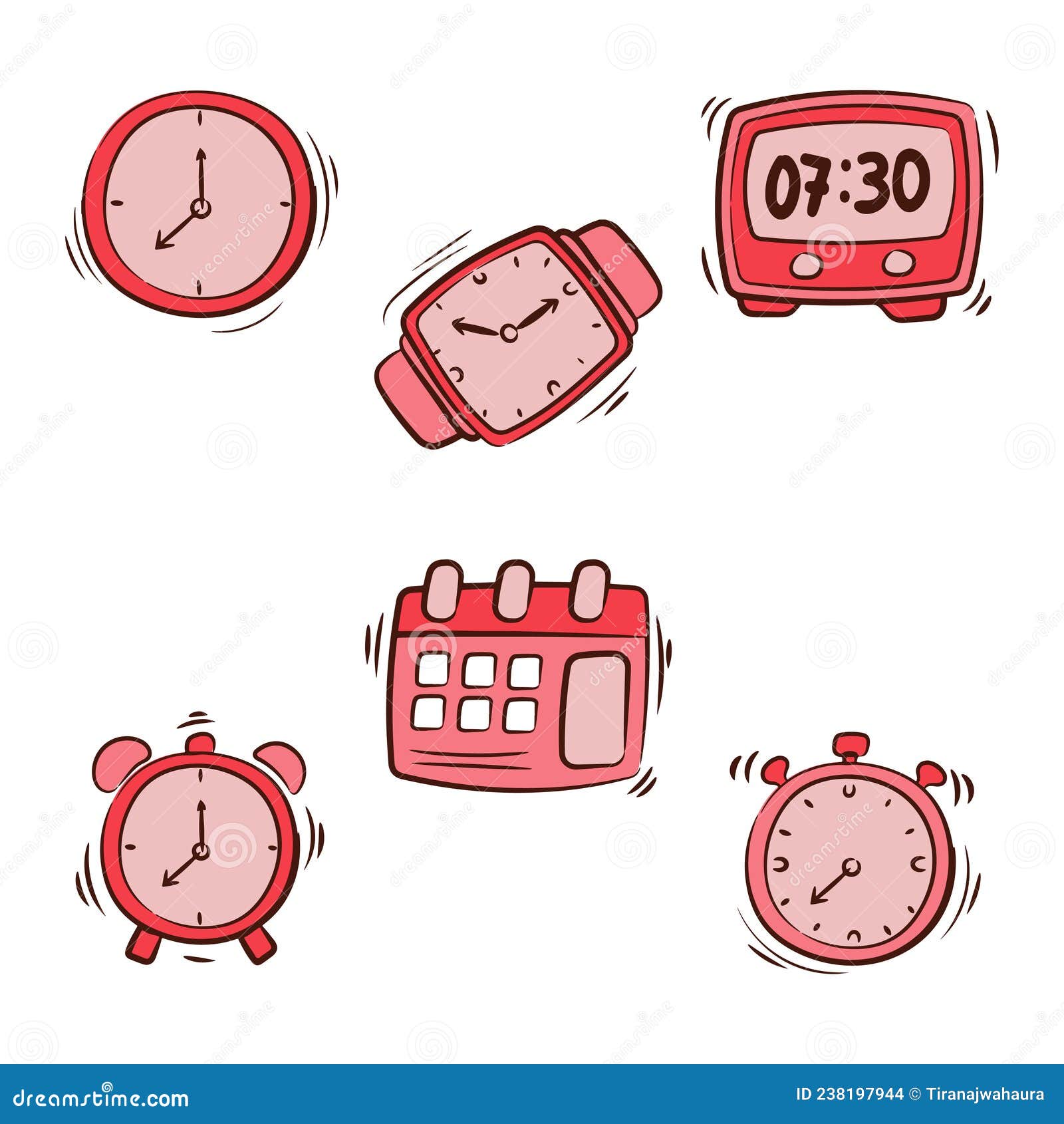 Hand Drawn Date and Time Vector Illustration Stock Vector ...