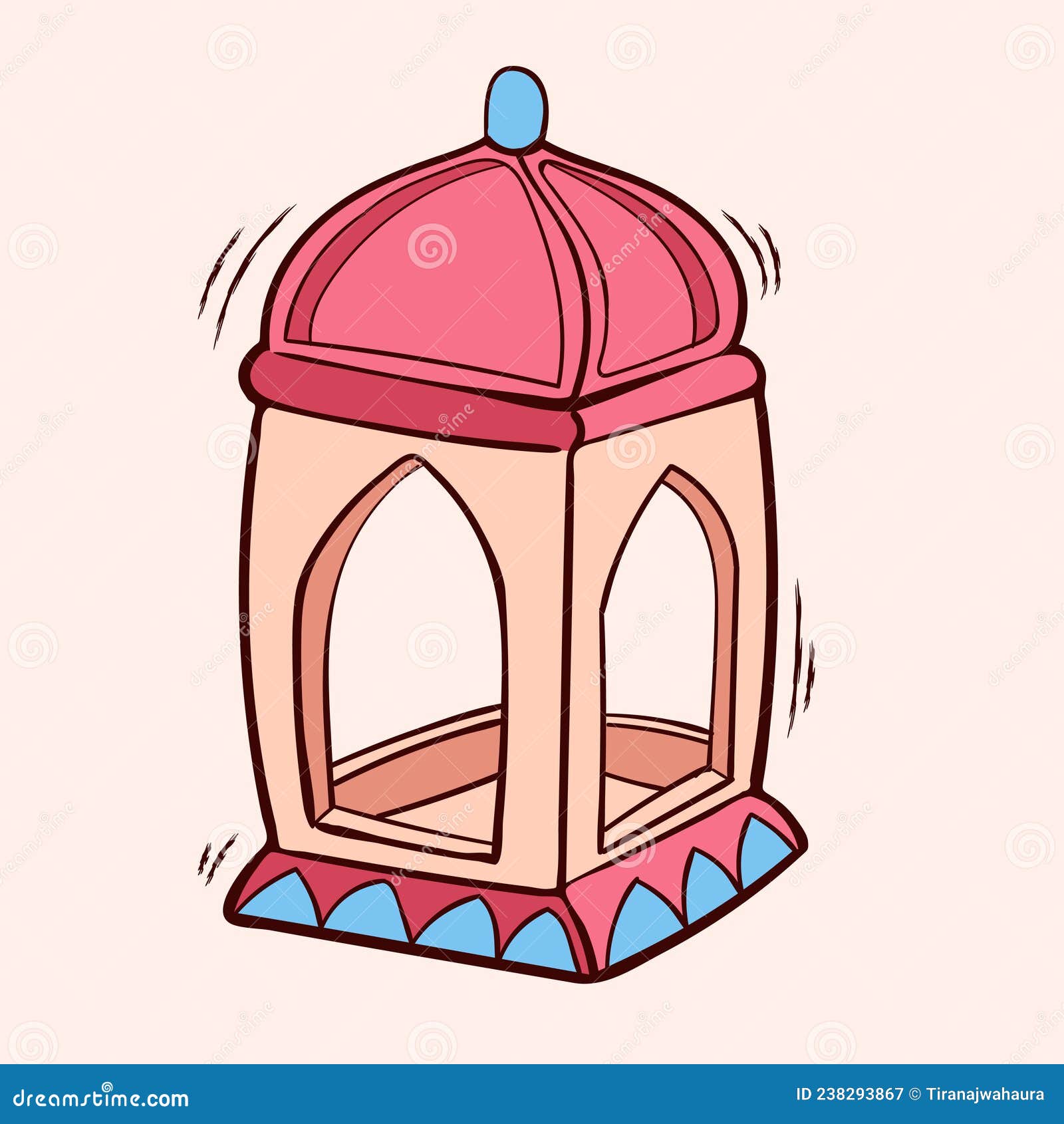 Islamic Lantern with Colored Hand Drawn Vector Illustration Stock ...