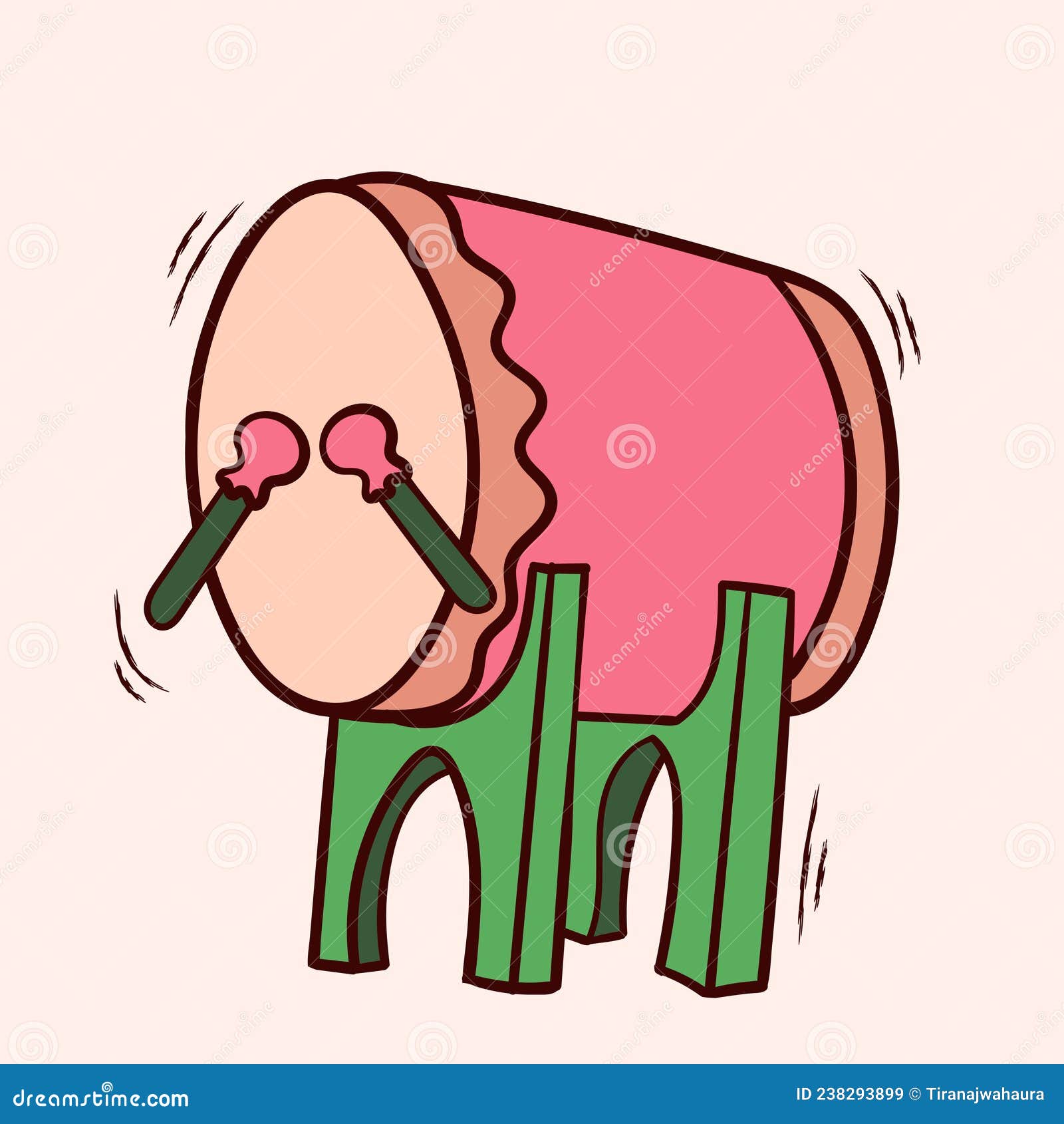 Islamic Bedug With Colored Hand Drawn Sketching Vector Illustration ...