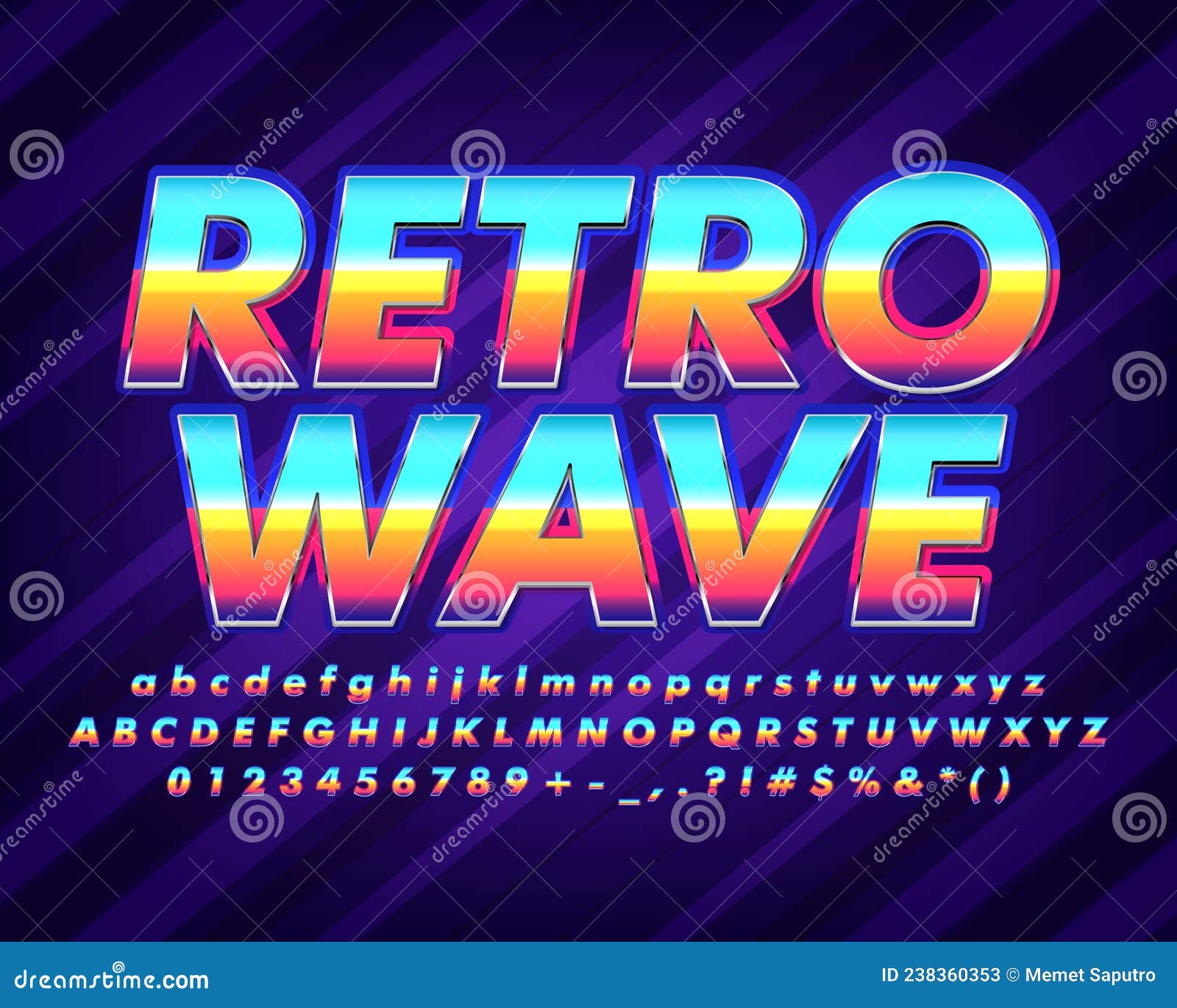 Retrowave Alphabet Design Concept Stock Vector - Illustration of effect ...