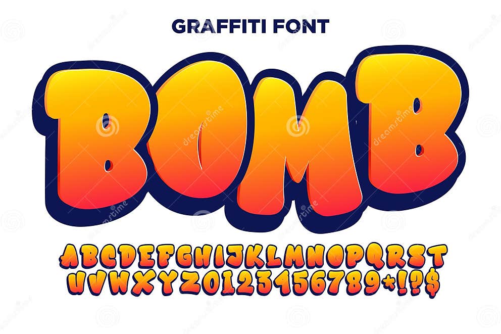 Bold Bubble Graffiti Font Concept Stock Vector - Illustration of ...