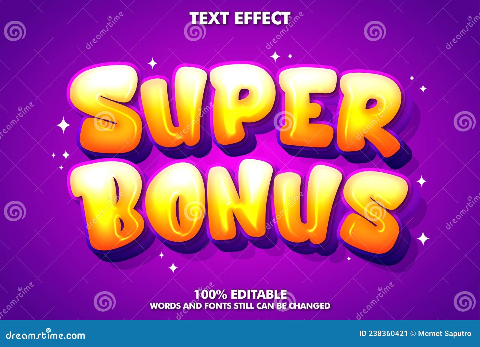 Super Bonus Sticker Text Effects Stock Vector - Illustration of groovy ...