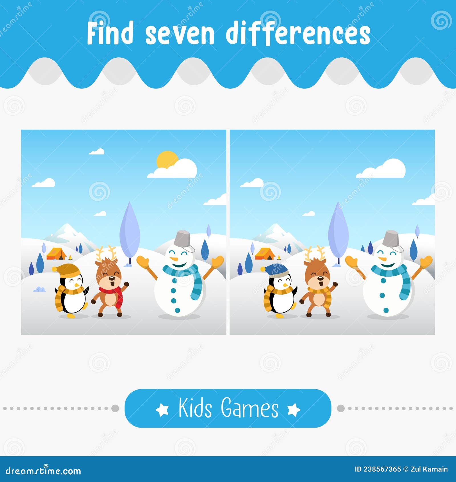 Find Differences Pictures Kids Game for Educational Activity Preschool ...