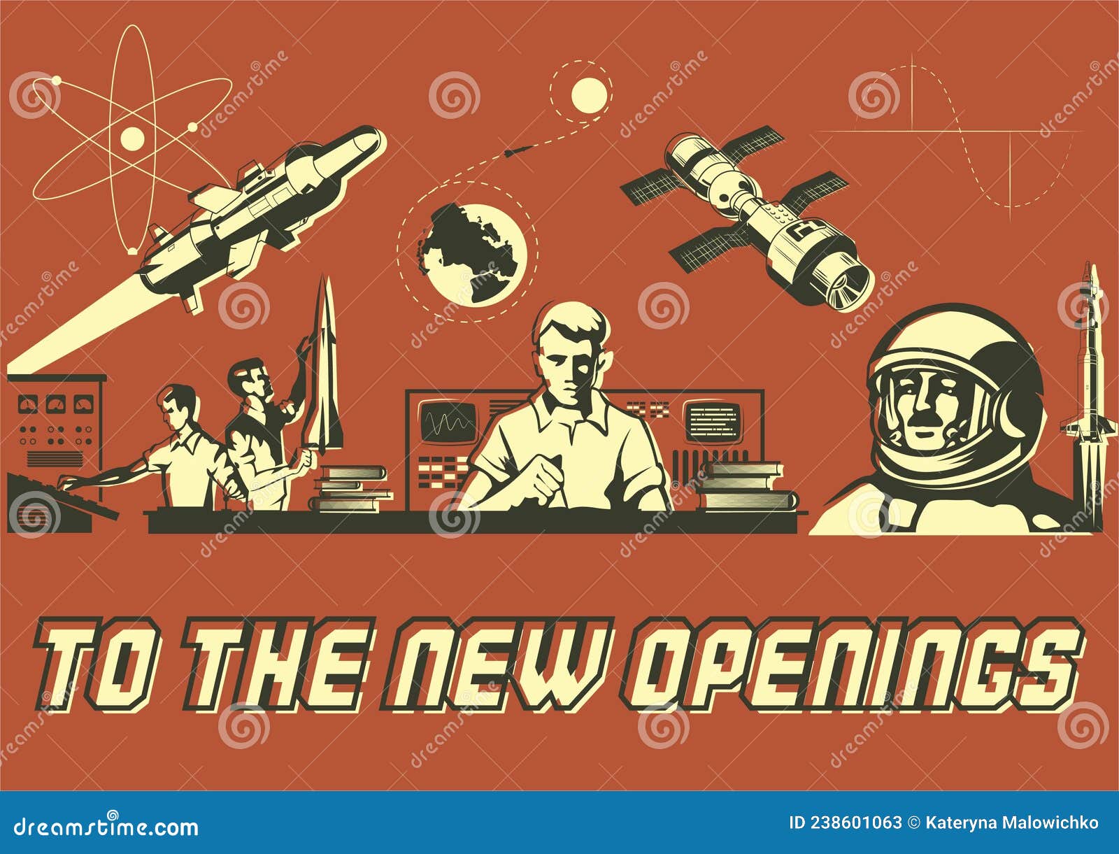 Scientists In Lab Retro Cartoon Poster Vector Illustration ...