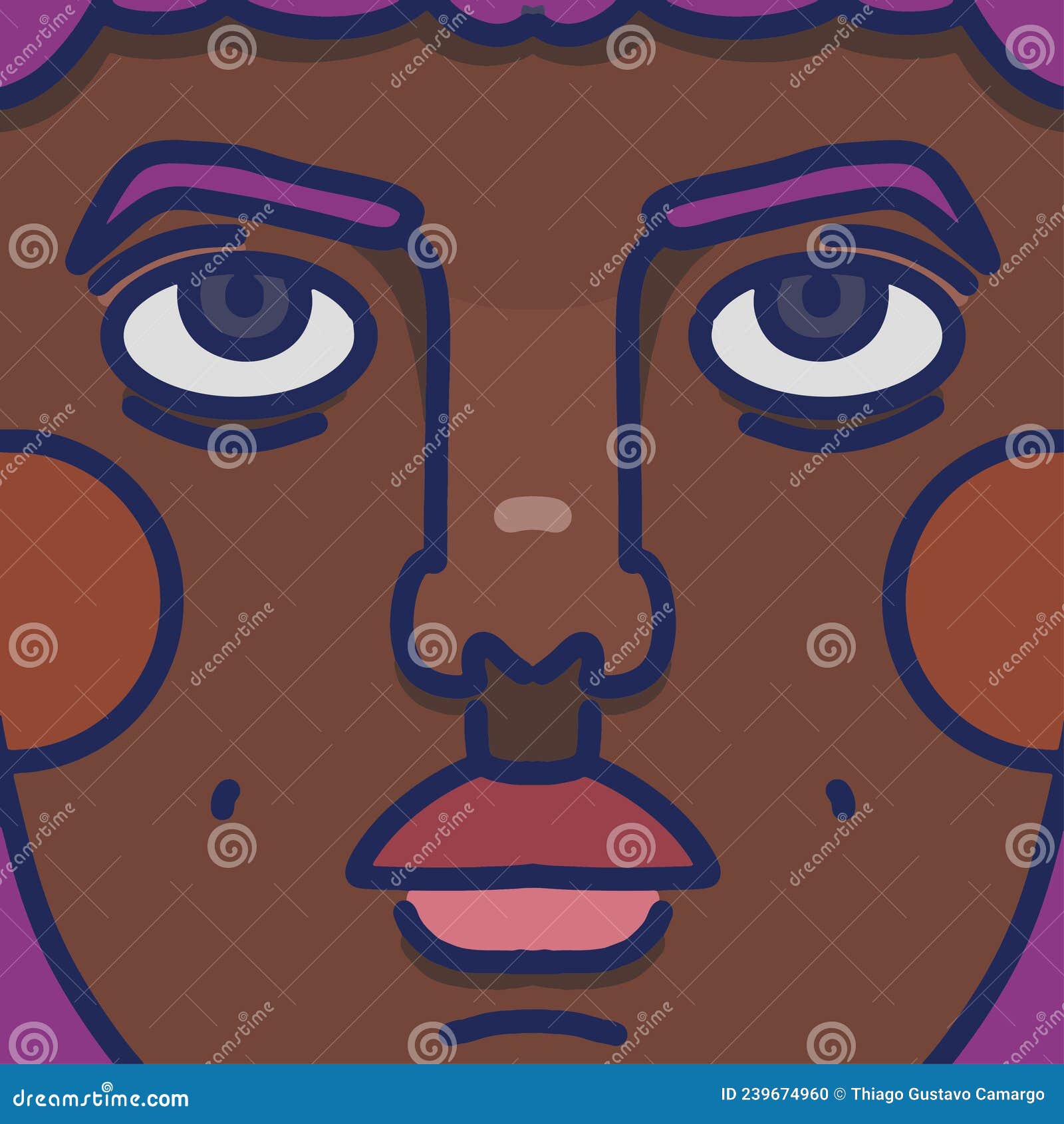Close Up Face View Vector Illustration. Stock Vector - Illustration of ...