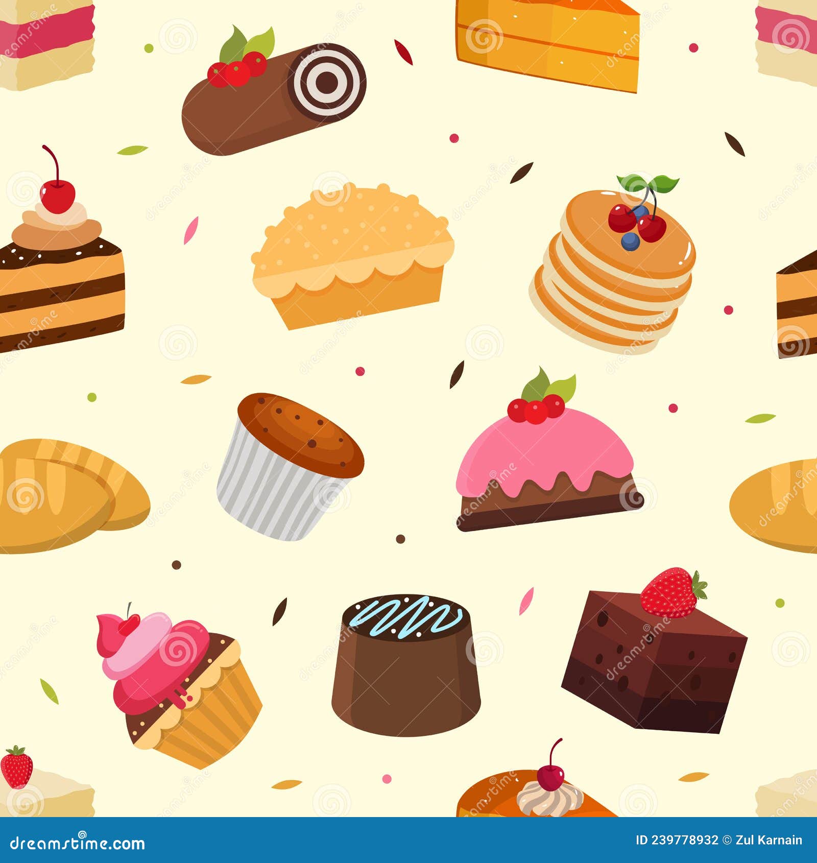Cakes Seamless Pattern Vector Graphic and Design Background Vector ...