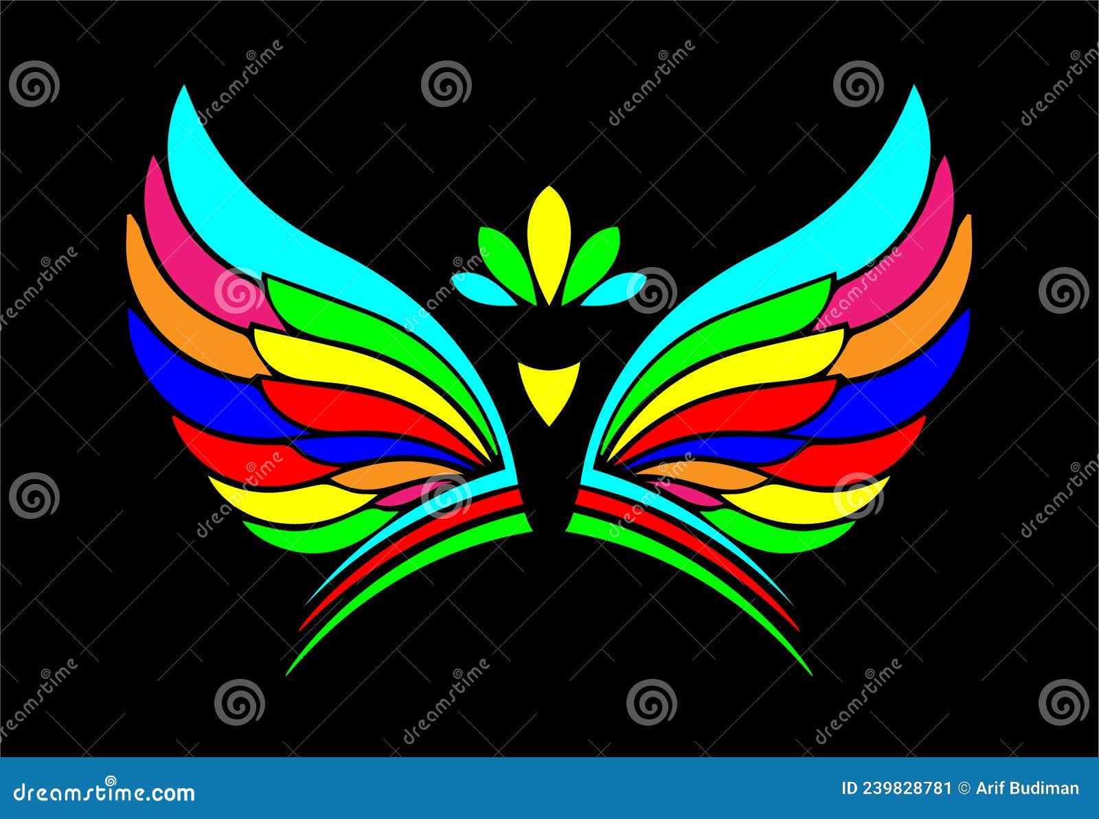 Colorful Wings Logo Template with Crown Vector Illustration Stock ...