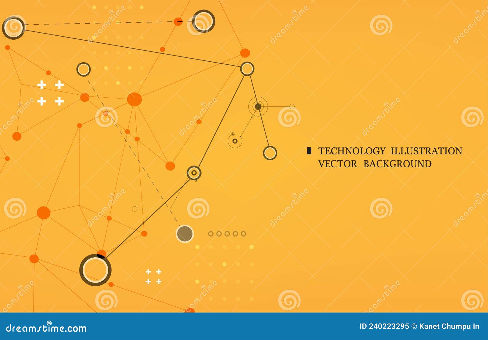 Vector Abstract Technolog Polygon Network Orange Background Stock ...