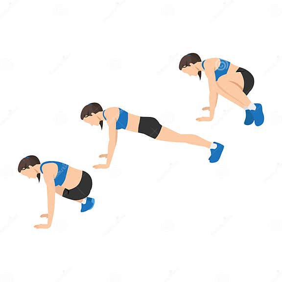 Woman Doing Ski Abs Exercise. Flat Vector Stock Vector - Illustration ...
