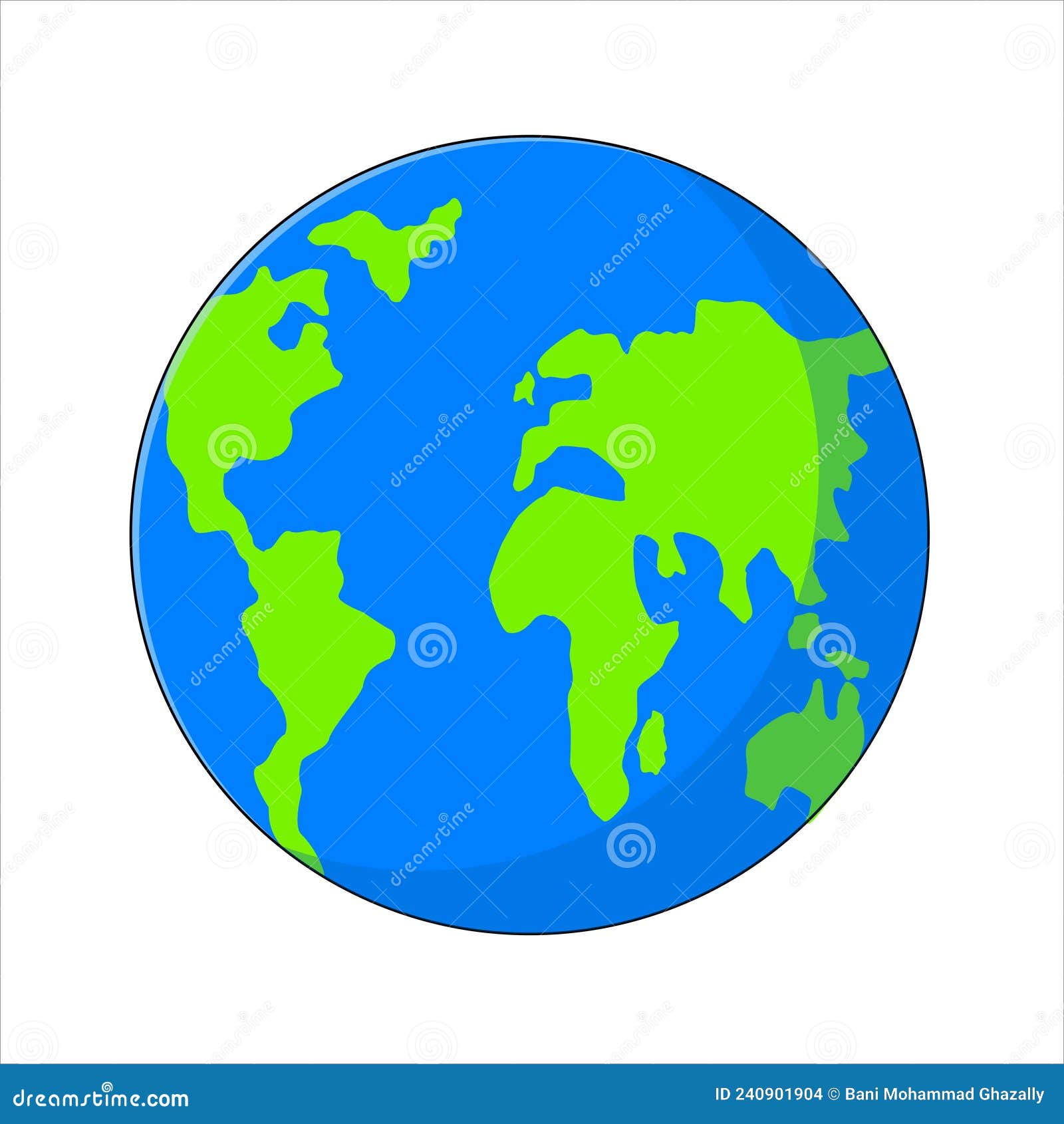 Planet Earth Flat Icon Illustration in Blue and Green Stock Vector ...