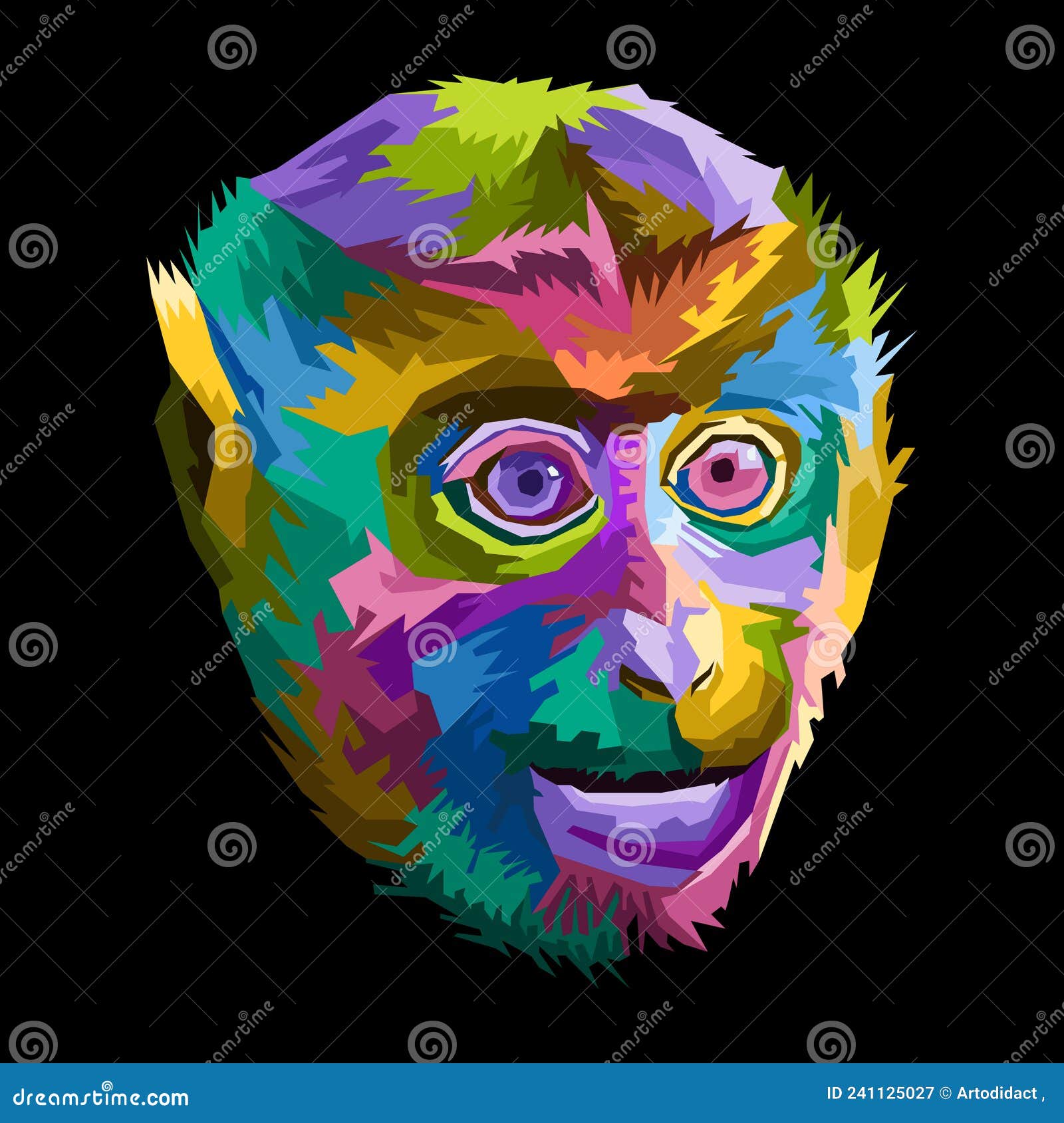 Colorful Monkey Ape Punk Pop Art Portrait Illustration Stock Vector ...