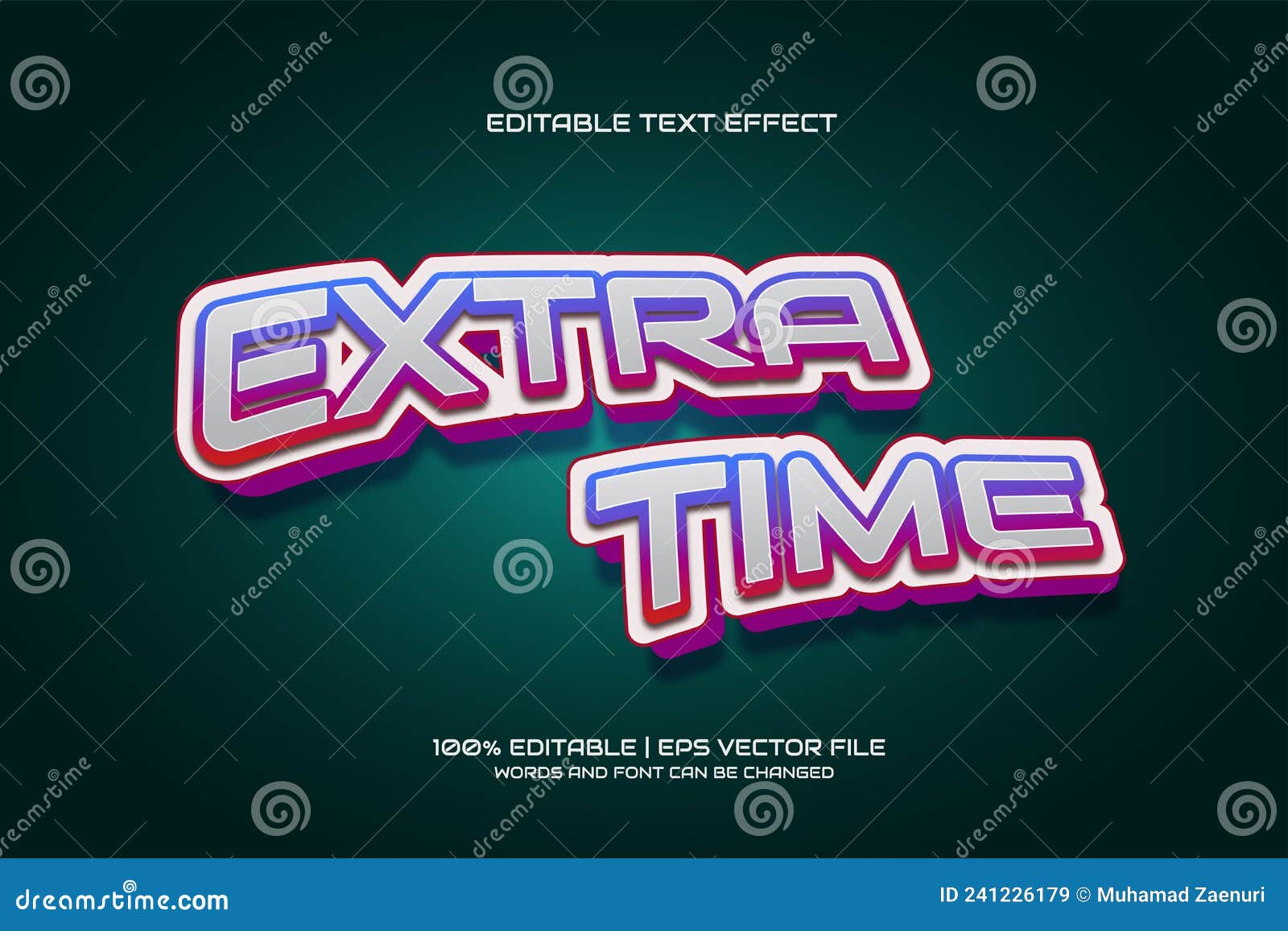 Extra time text effect. stock vector. Illustration of basic - 241226179