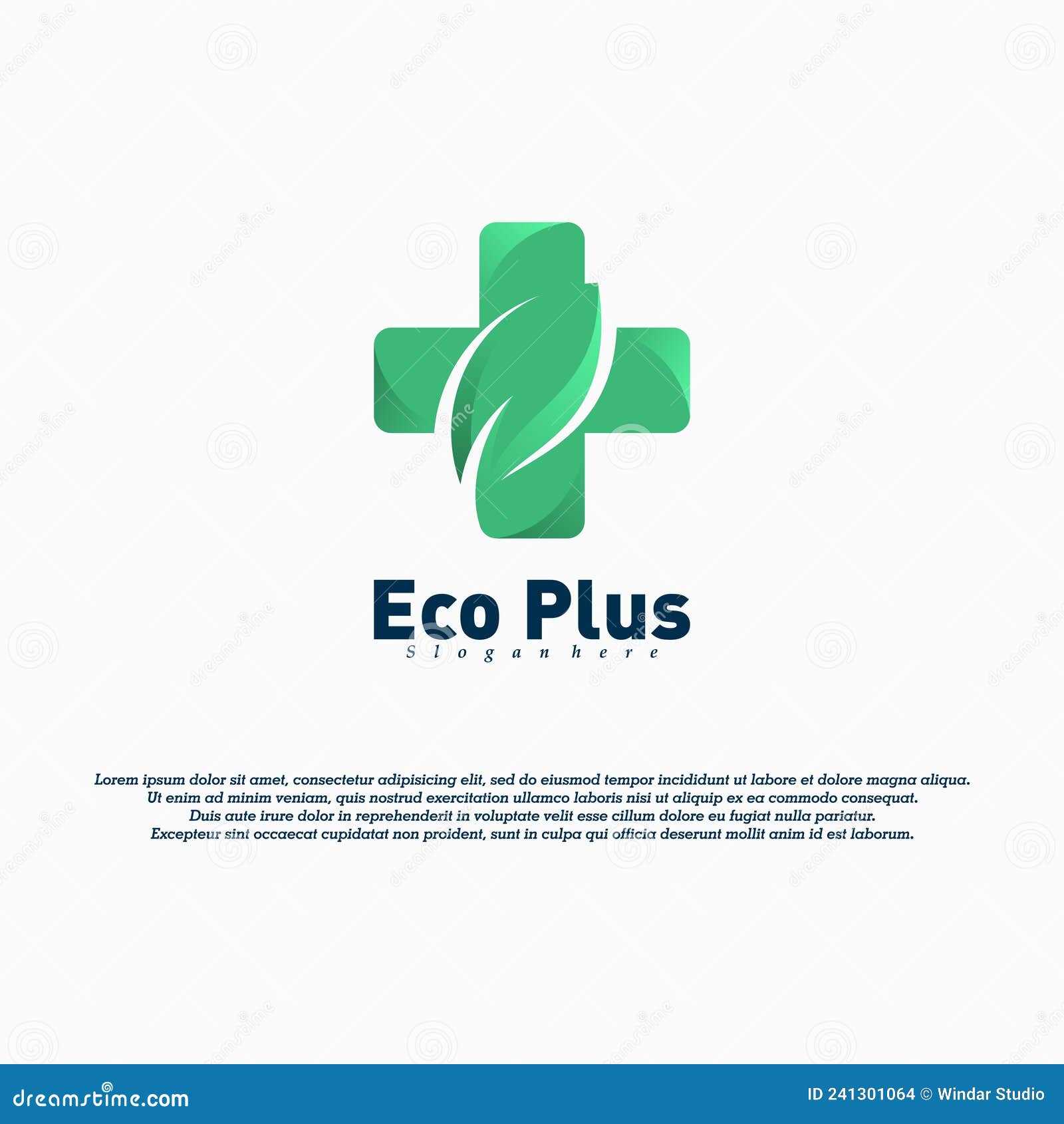 Medical Eco Logo Vector Icon Design Template with Plus Sign. Stock ...