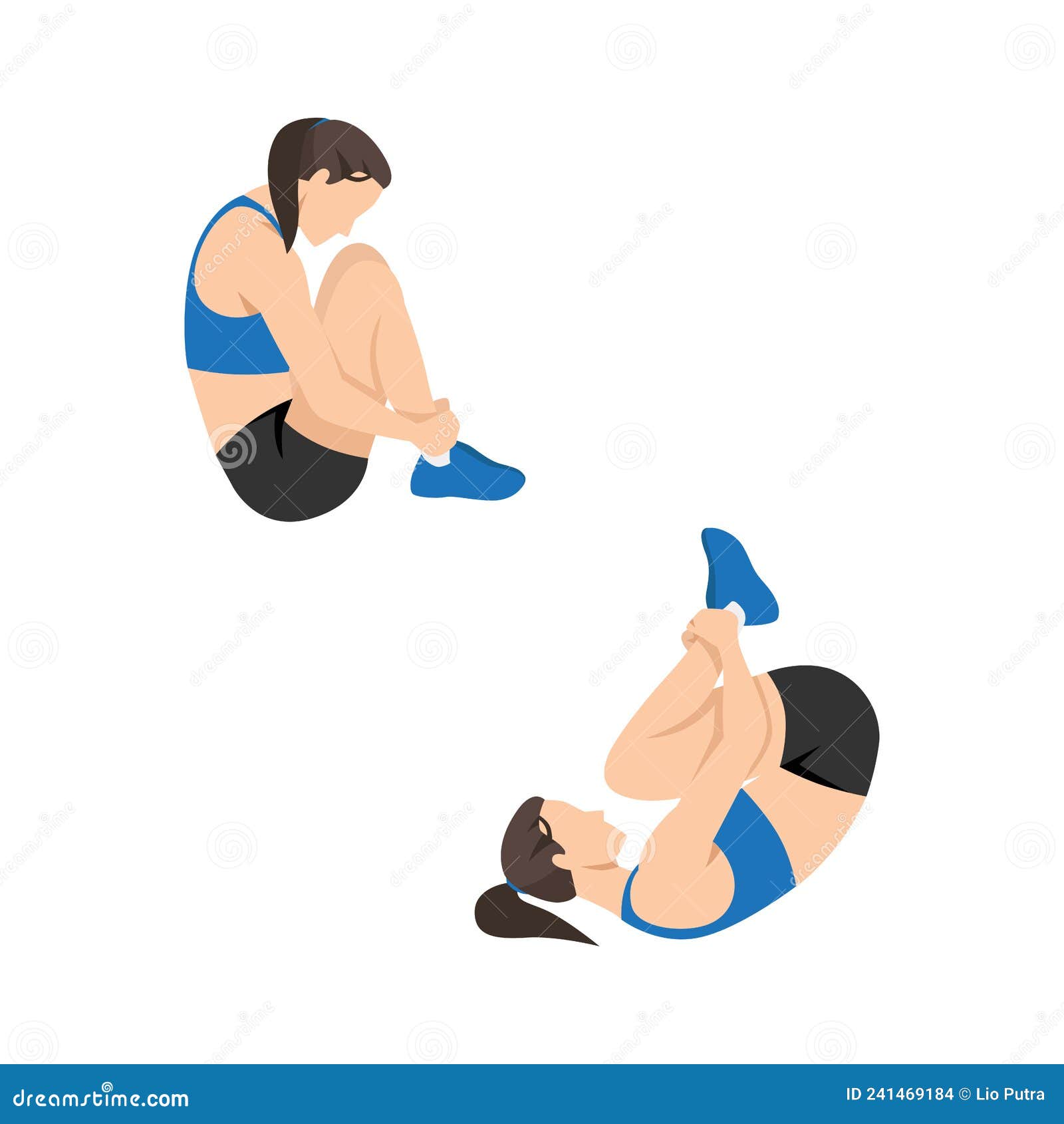 Woman Doing Rolling Like a Ball Exercise. Flat Vector Stock Vector ...