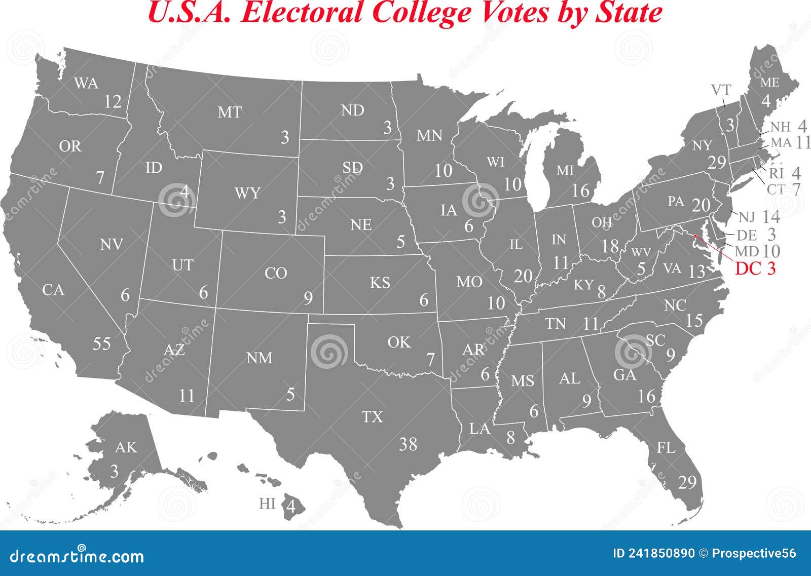 US Electoral College Votes by State Stock Vector - Illustration of ...