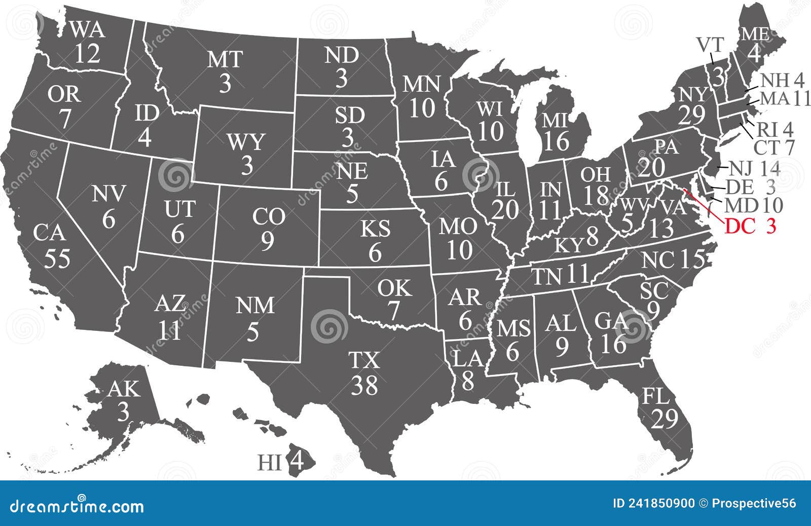 US Electoral College Votes by State Stock Vector - Illustration of ...