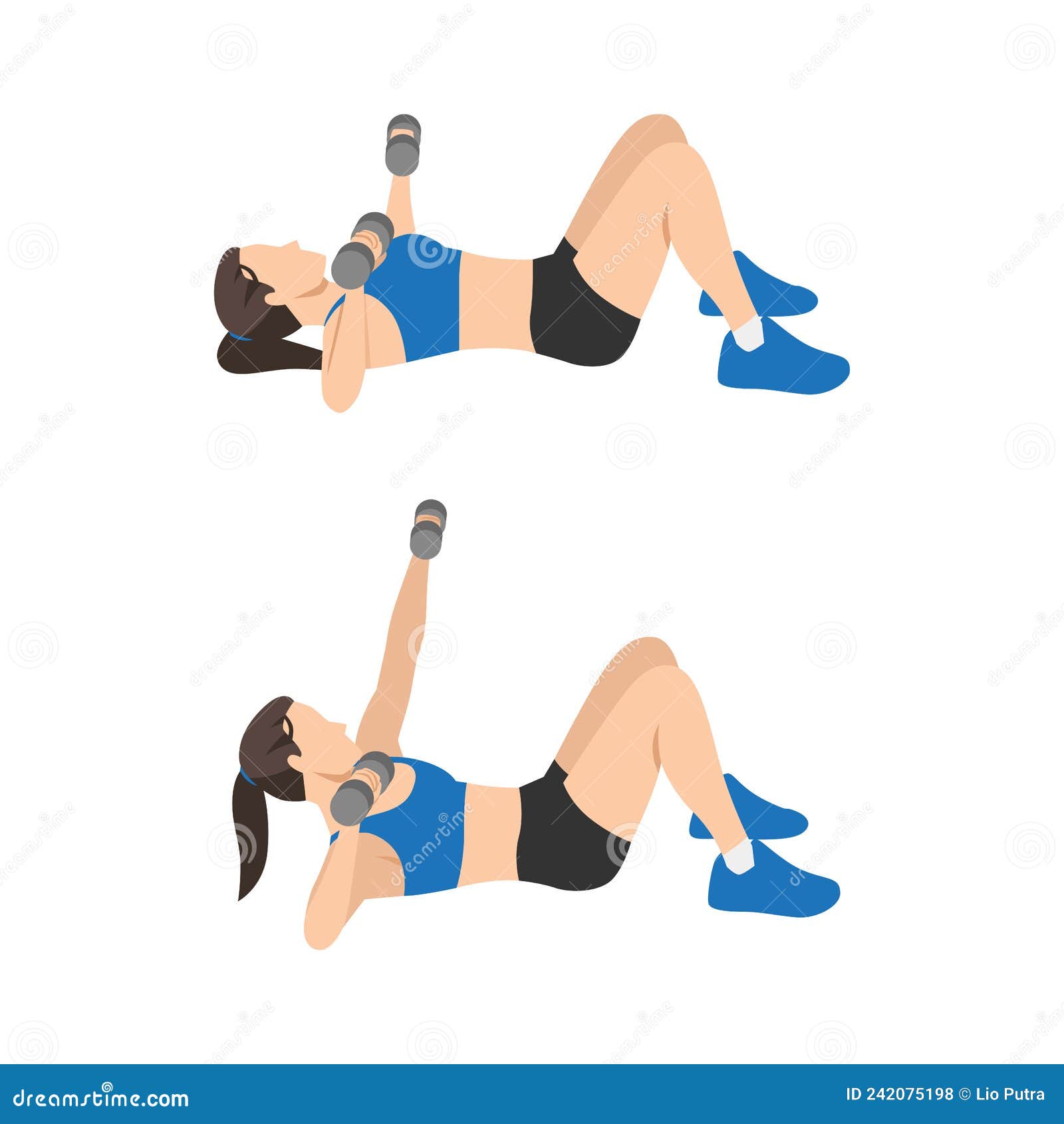Woman Doing Chest Press Punch Up Exercise. Stock Vector - Illustration ...