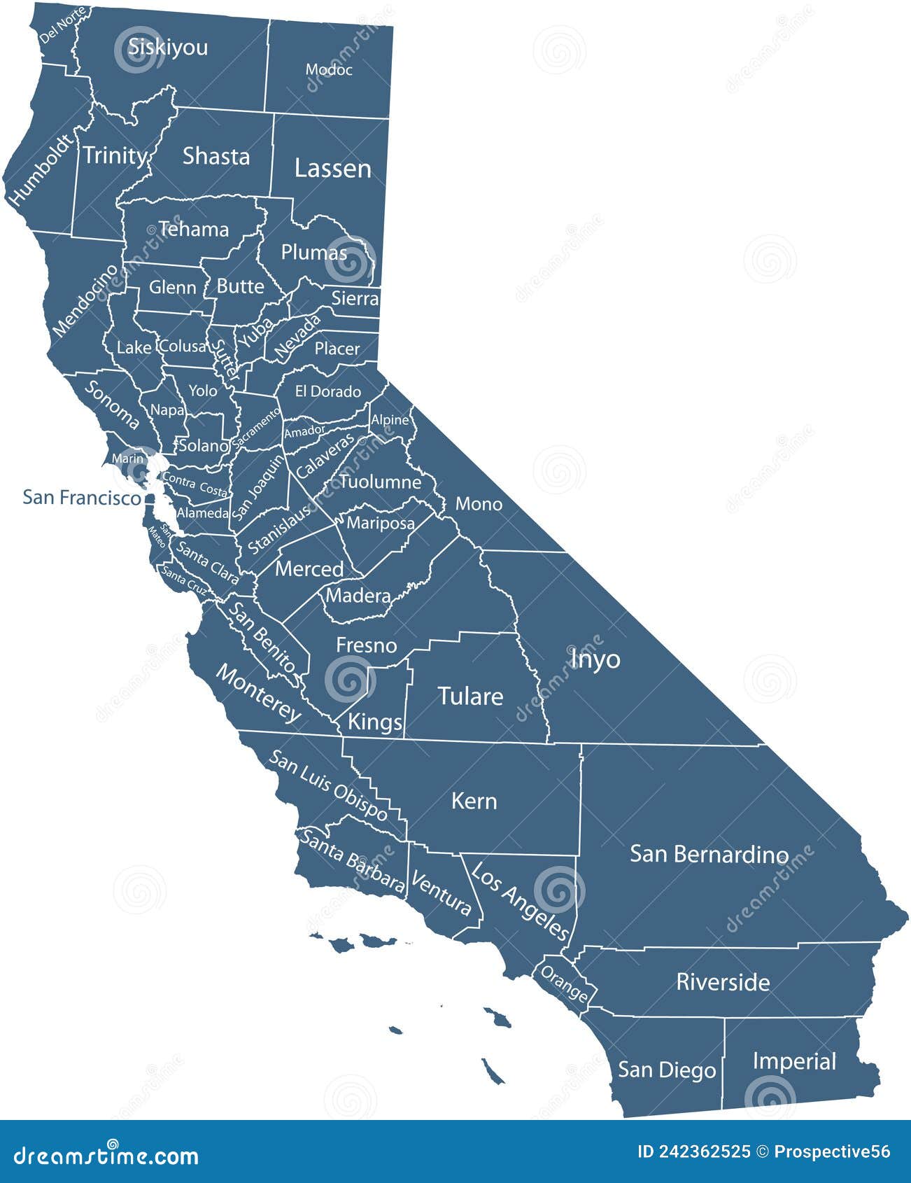 California County Map with Names Stock Vector - Illustration of file ...