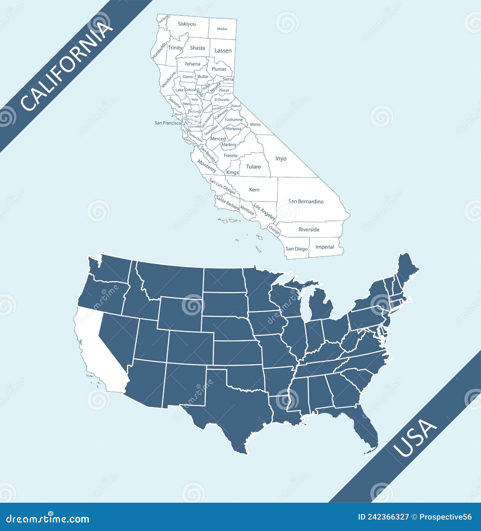 County Map of California with Names Stock Vector - Illustration of ...
