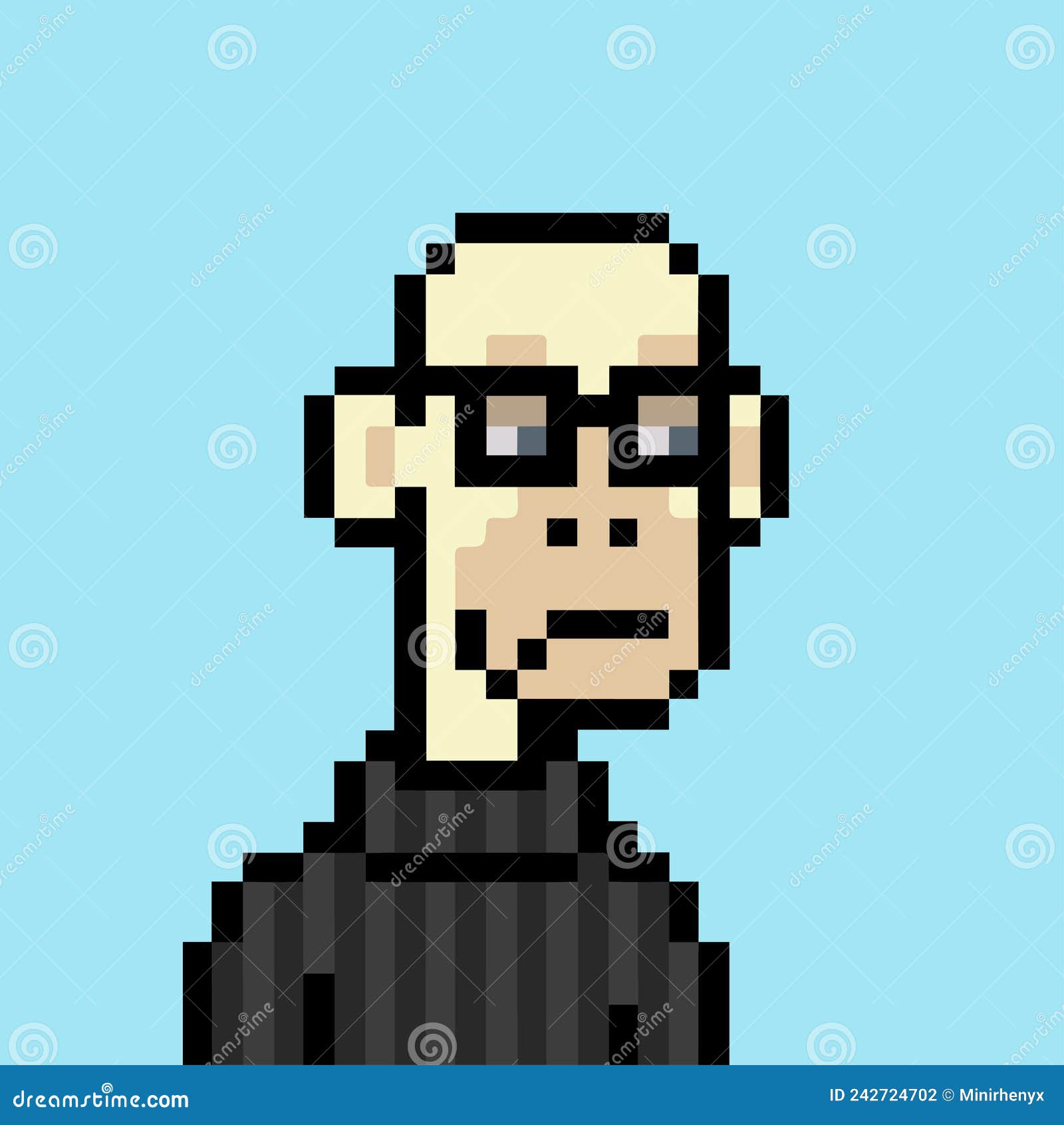 Cryptoape White Monkey NFT. Albino Ape Wearing Glasses and Black ...