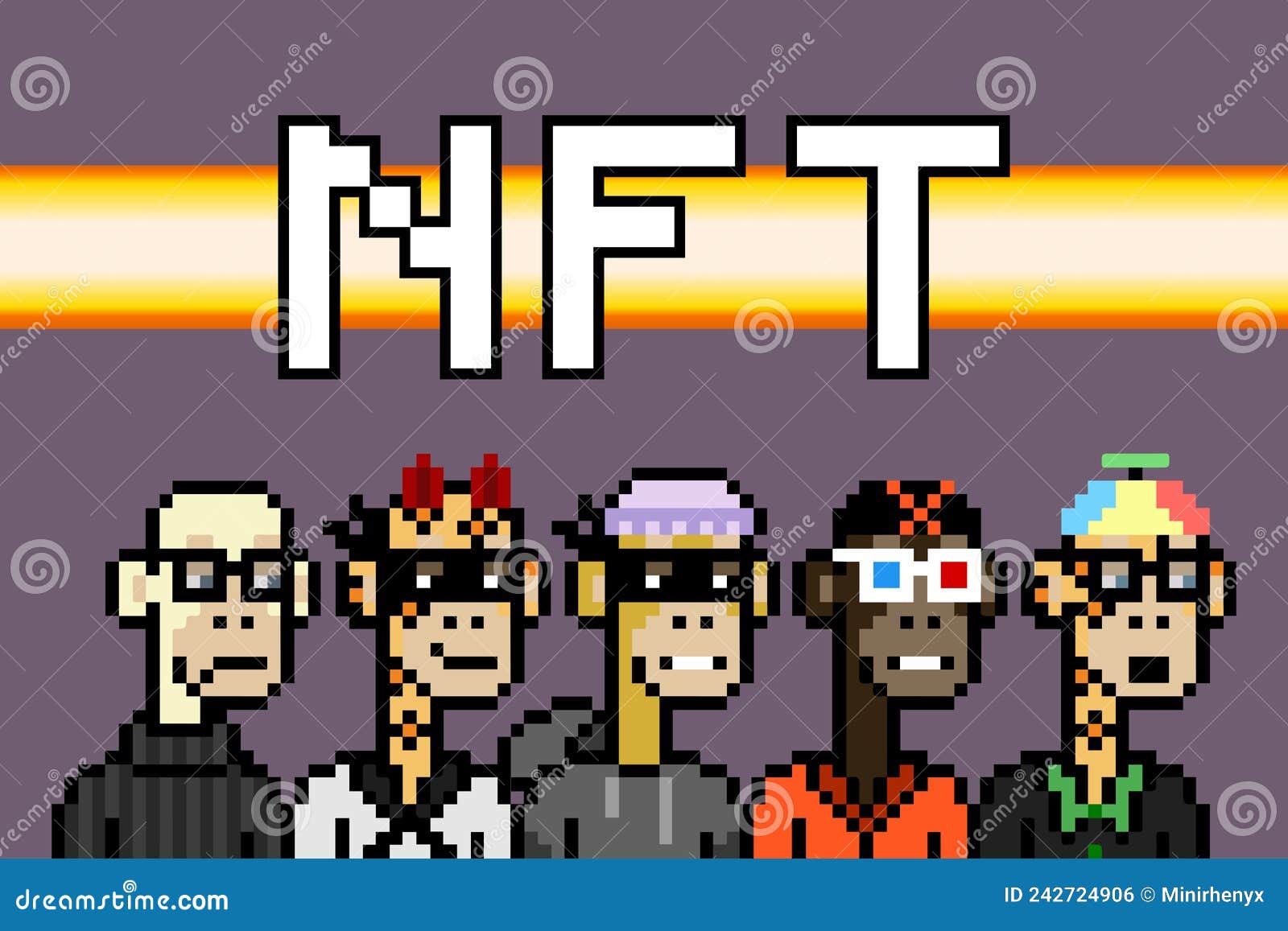 Cryptoapes NFTs Collection. Viral NFT Stock Vector - Illustration of pixel, nfts: 242724906