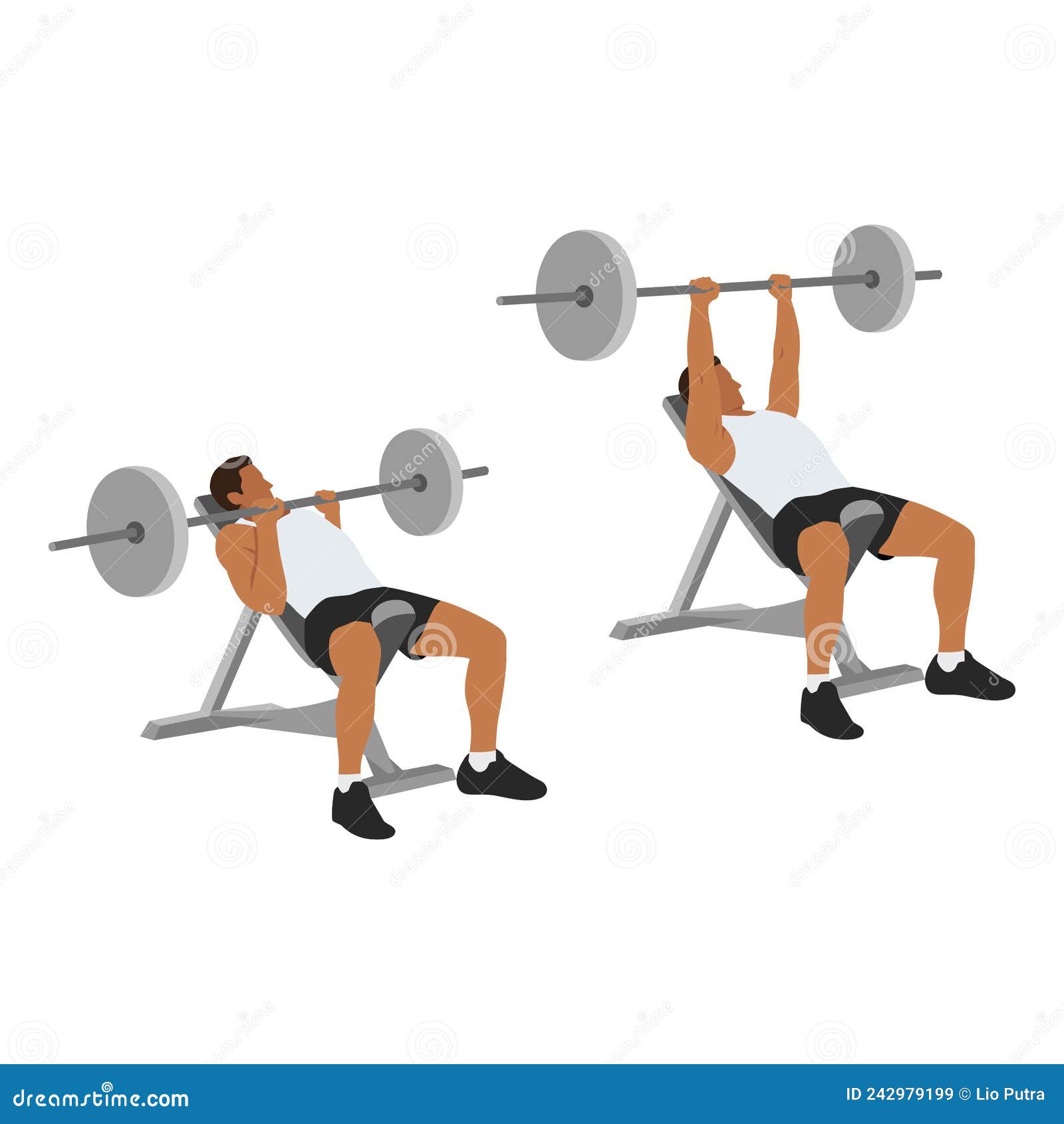 Man Doing Incline Dumbbell Curl. Flat Vector Stock Illustration ... Man Doing Incline Dumbbell Curl. Flat Vector Stock Illustration ...