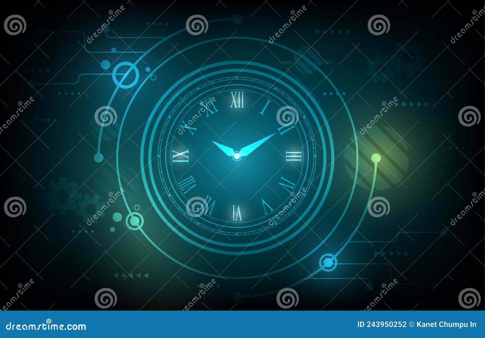 Abstract Vector Futuristic Technology with Clock Concept and Time ...