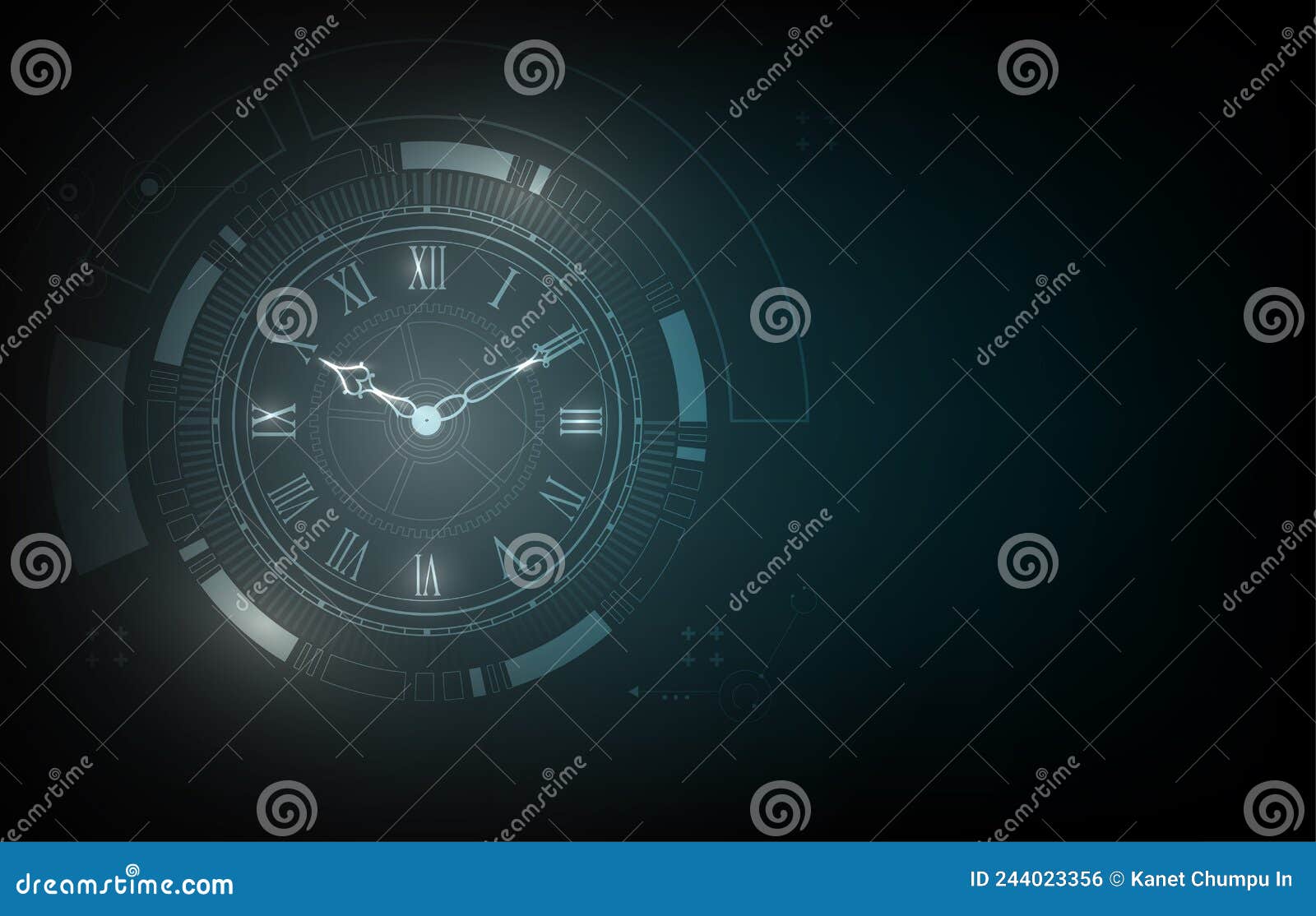 Technology Clock Vector Backgrounds.Classic Roman Numeral Clock Concept ...