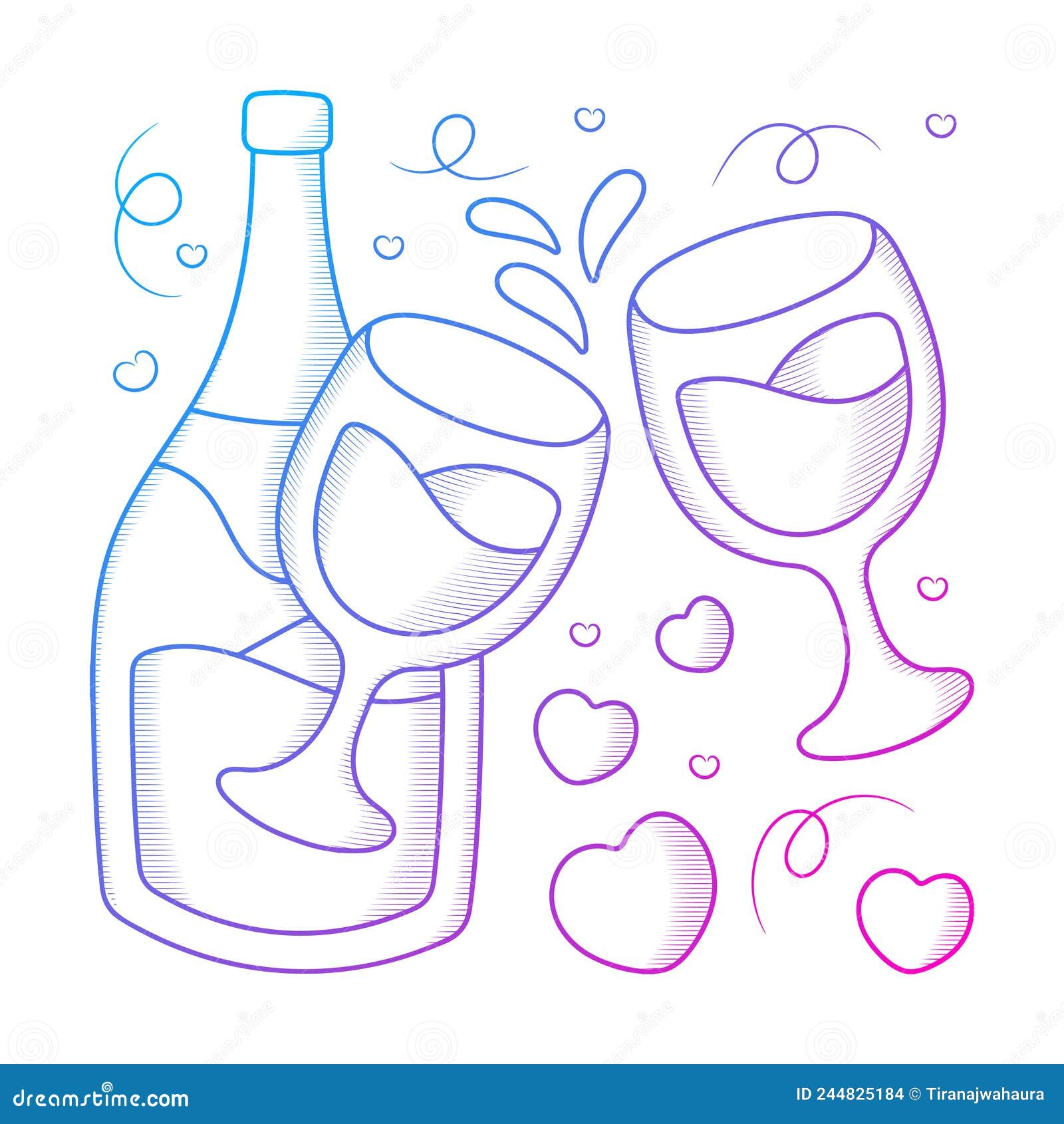 Hand Drawn of Happy Wedding Cheers Drink Stock Vector - Illustration of ...