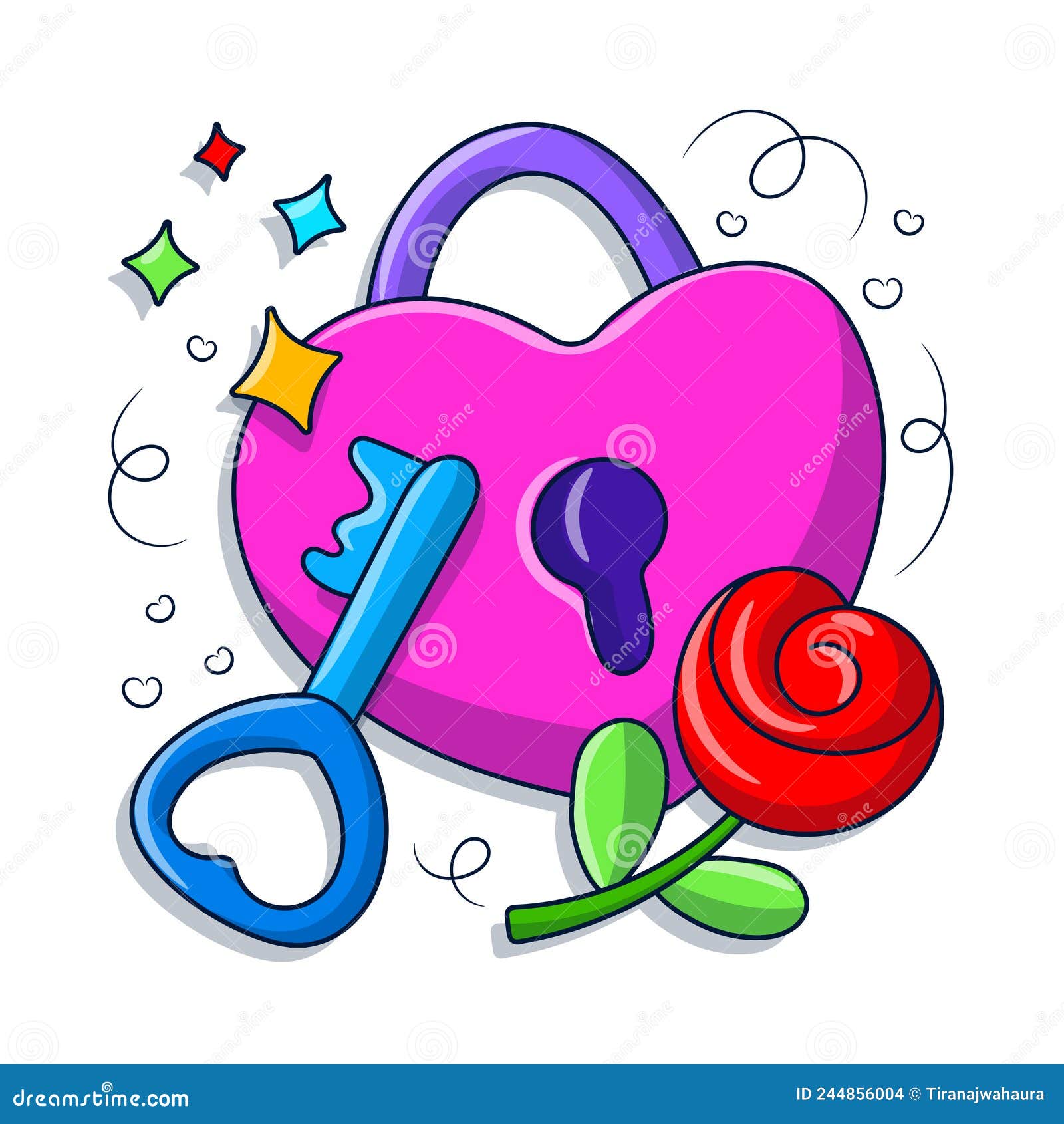 Cute Love Locks and Key Wedding Clipart Stock Vector - Illustration of ...