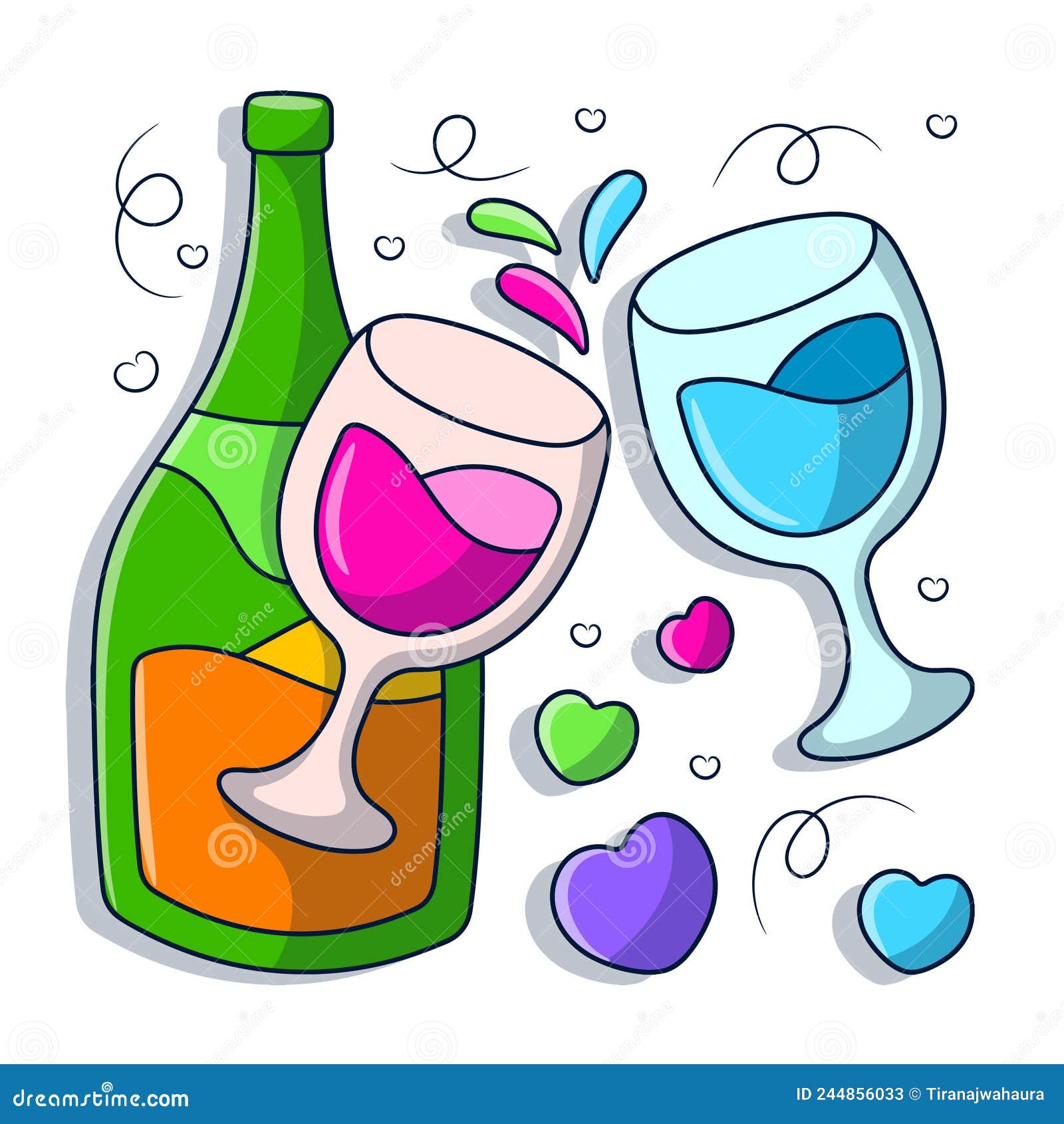 Colored Happy Wedding Cheers Drink Clipart Stock Vector - Illustration ...