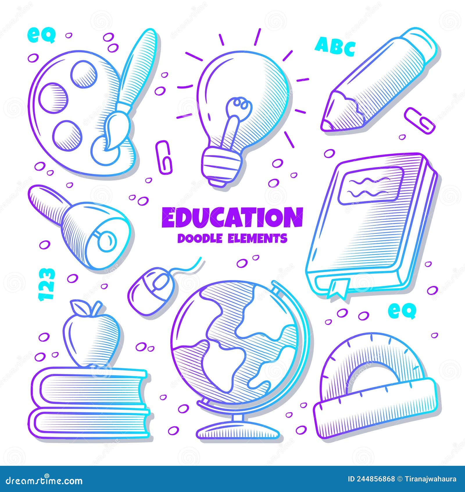 Colored Educational Element Set Illustration Stock Vector ...